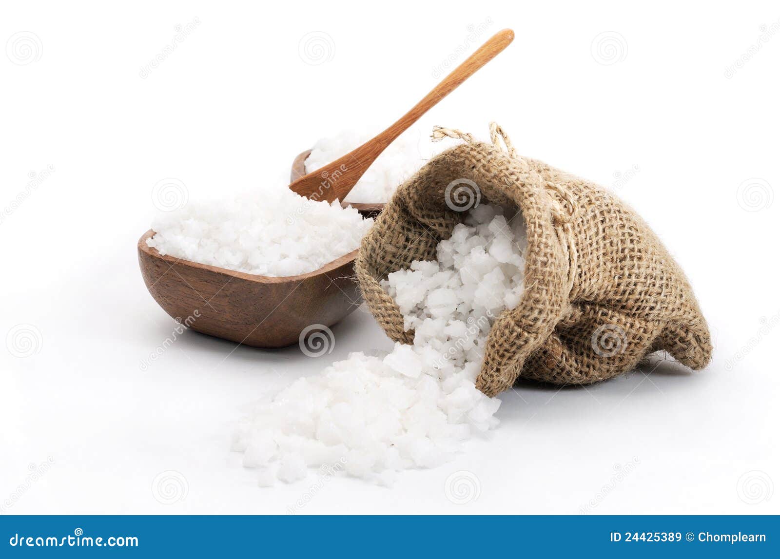 Sea salt in sack stock image. Image of iodine, spice - 24425389