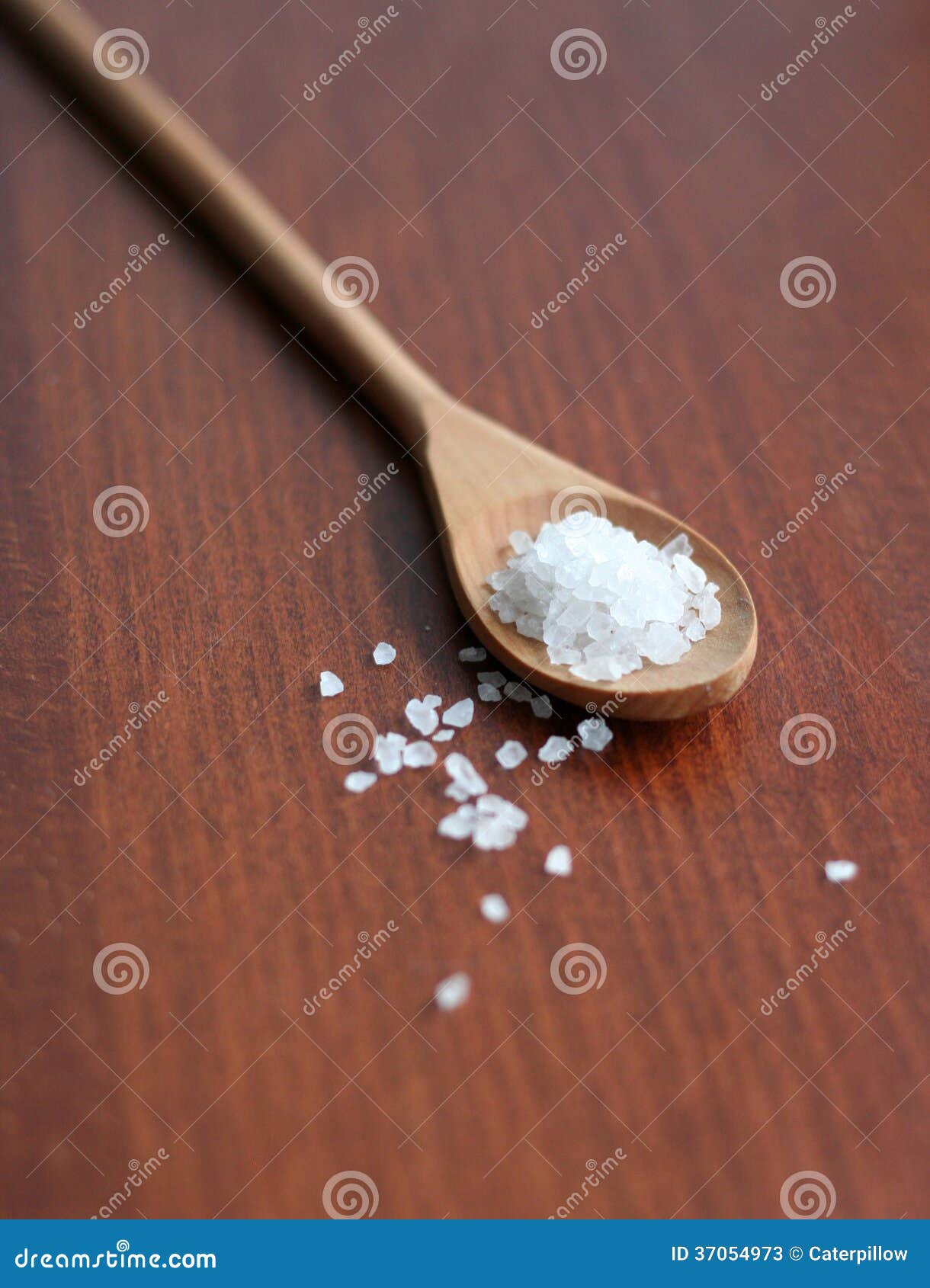 Sea Salt in Wooden Spoon Soft Focus Stock Image - Image of closeup ...