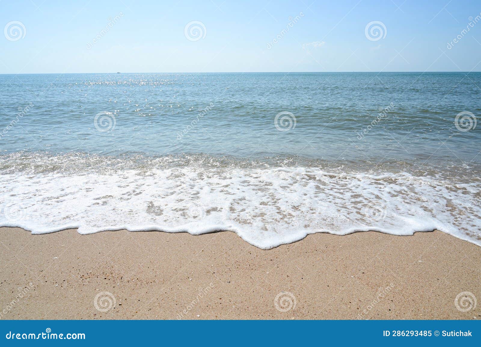 Sea and Sand with Blue Sky, Natural Background in Springtime Stock ...
