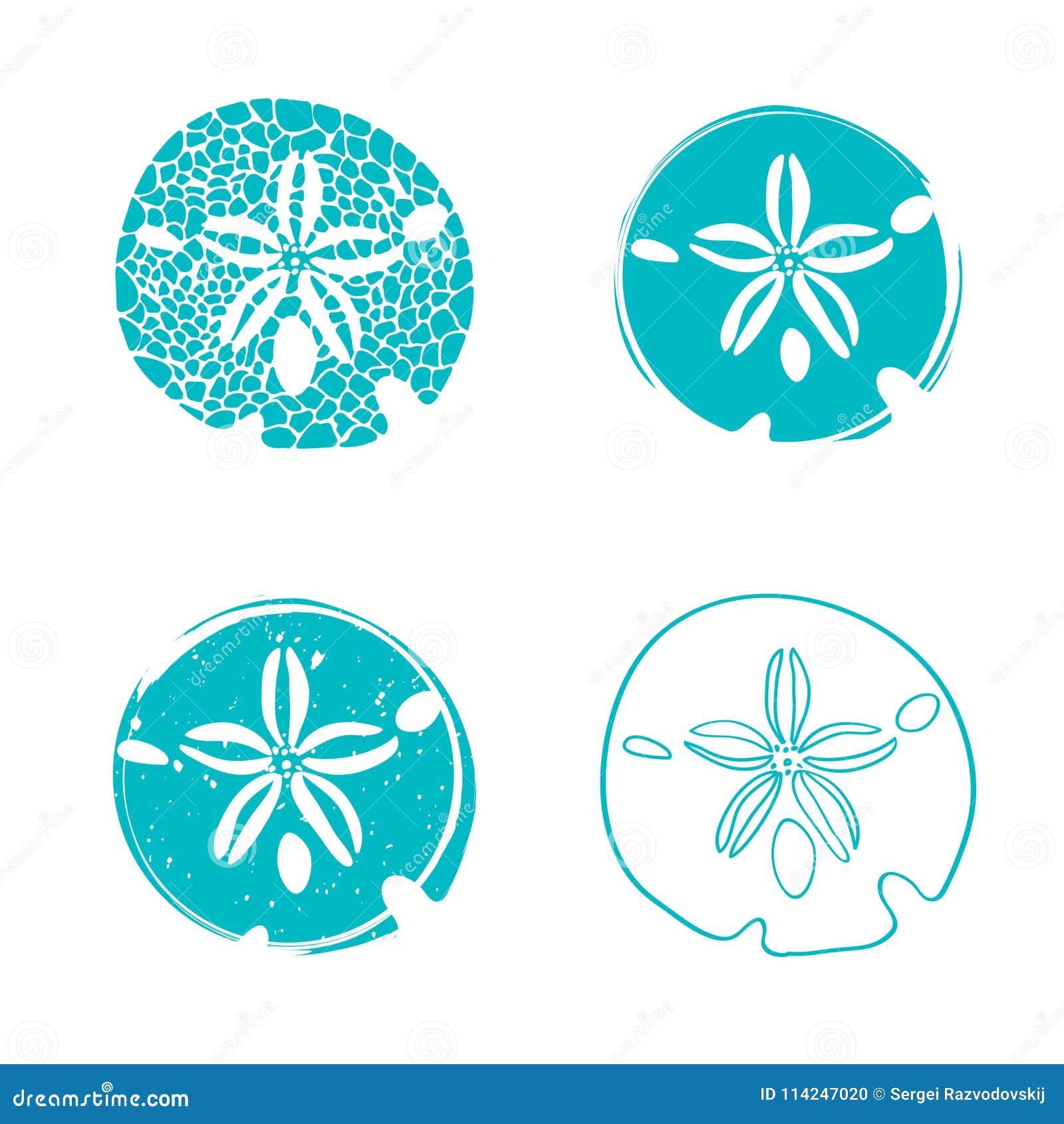 Sea Sand Dollar Design Set Vector Illustration | CartoonDealer.com ...