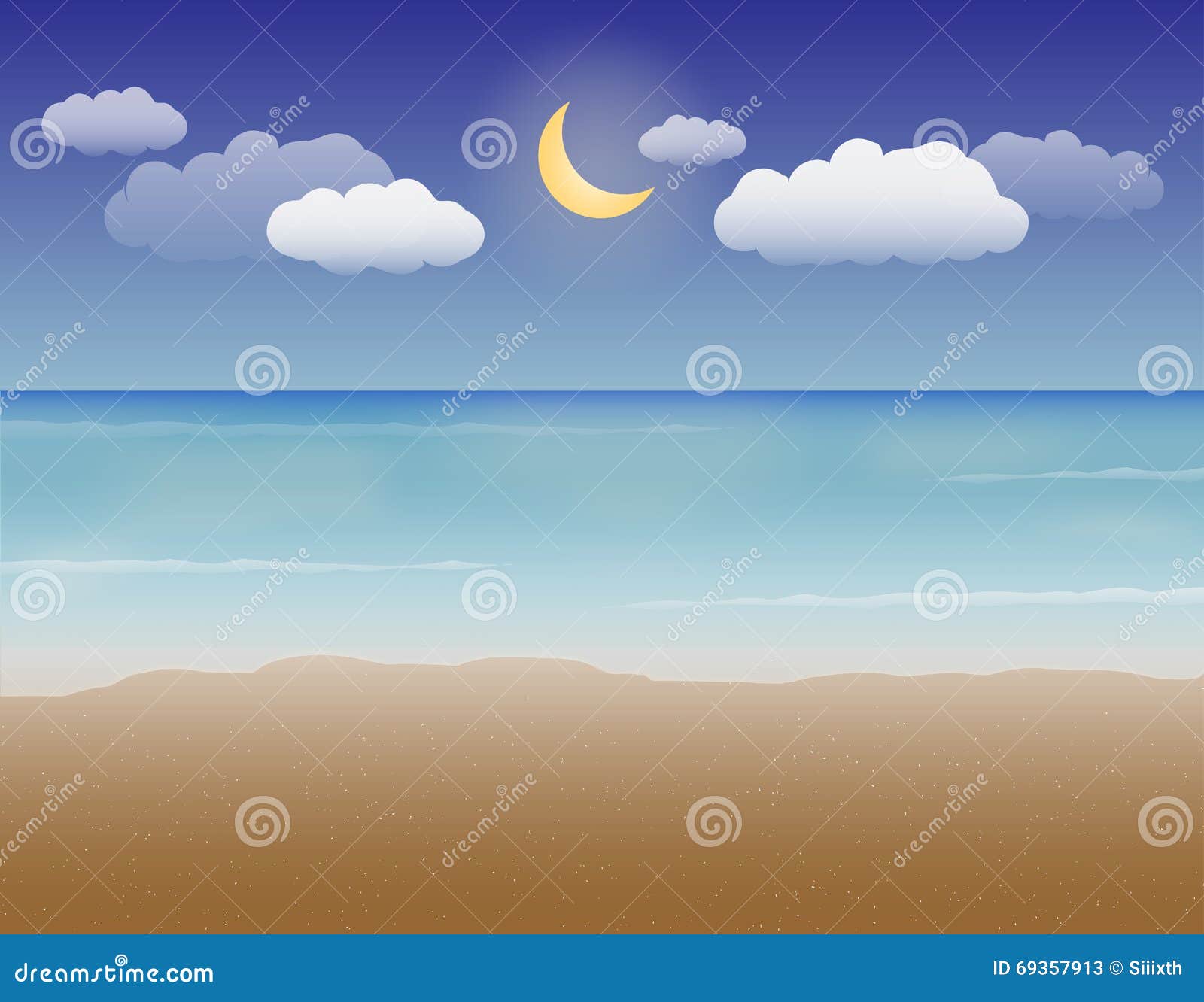 Sea sand and night sky stock vector. Illustration of island - 69357913