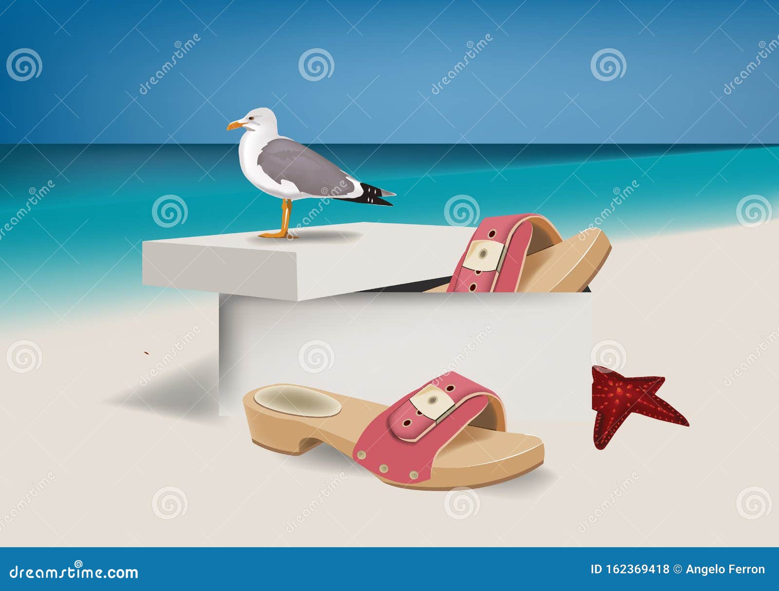 Sea Sand Seagull Box with Hooves Stock Vector - Illustration of sand ...