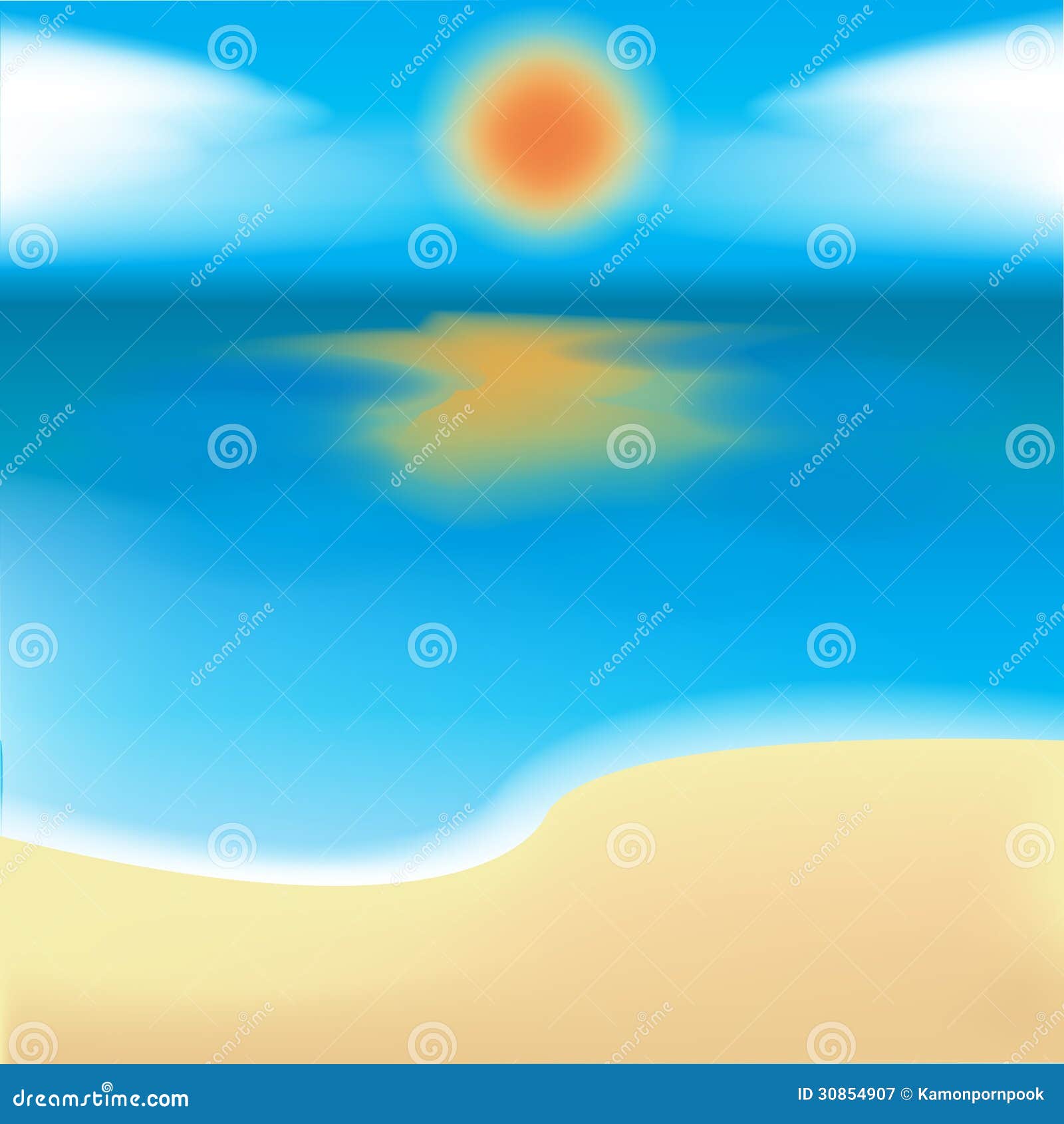 Sea, sand and sun stock vector. Illustration of island - 30854907