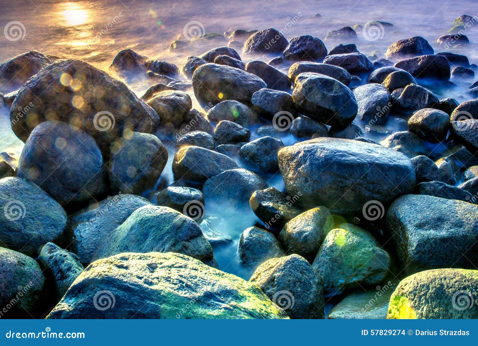 Sea scape with rocks stock photo. Image of beach, mist - 57829274