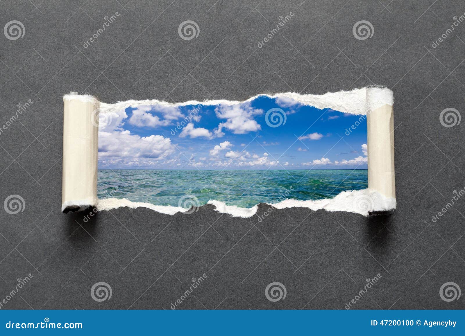 Sea Scenery in Torn Black Paper Stock Photo - Image of nature, coast ...