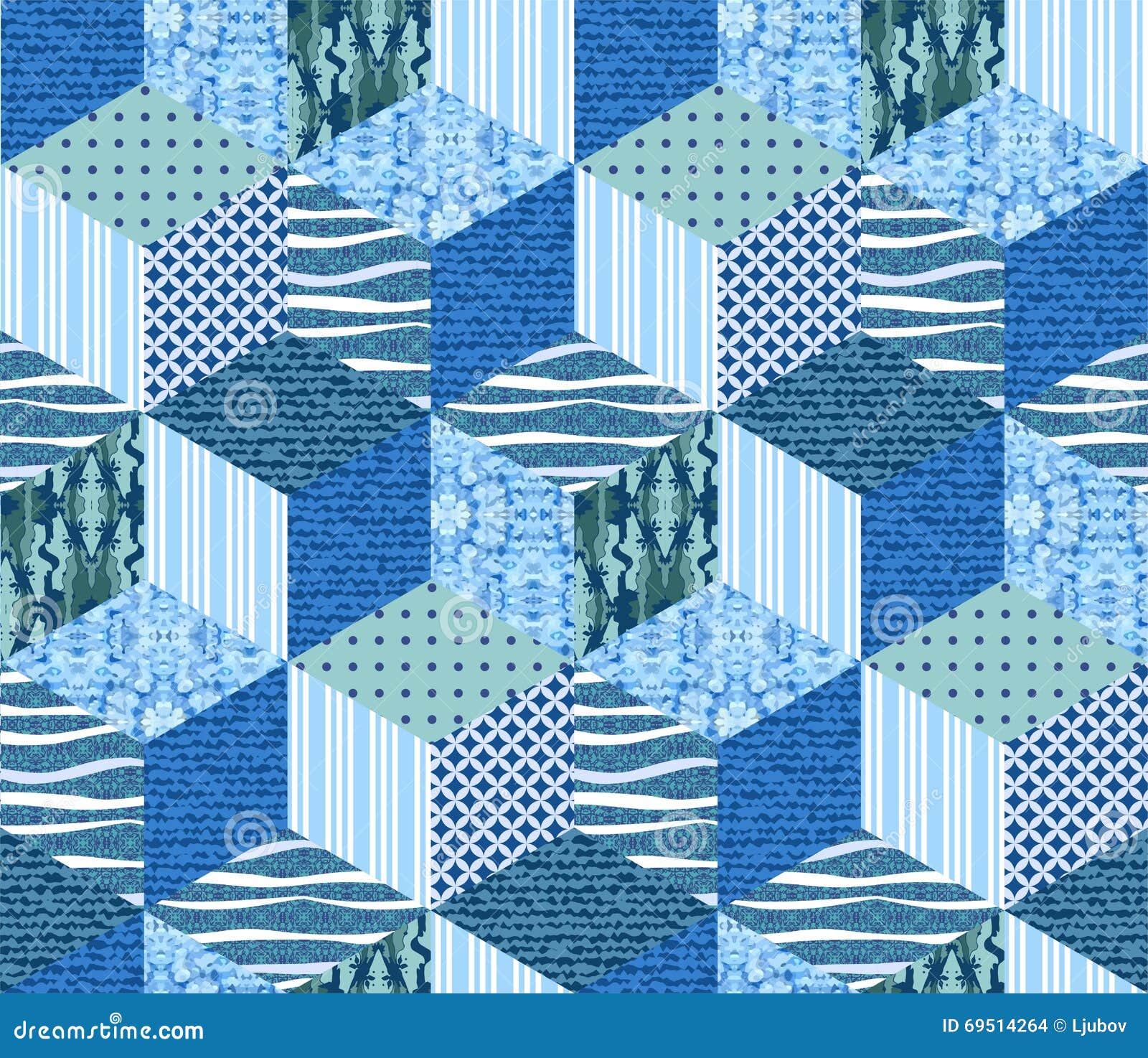 Sea Seamless Patchwork Pattern. Stock Vector - Illustration of decor, patchwork: 69514264