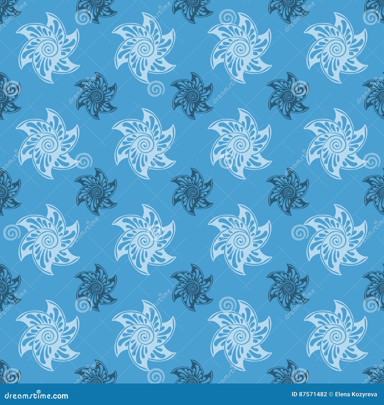 Sea Seamless Pattern Blue Background. Stock Vector - Illustration of ...