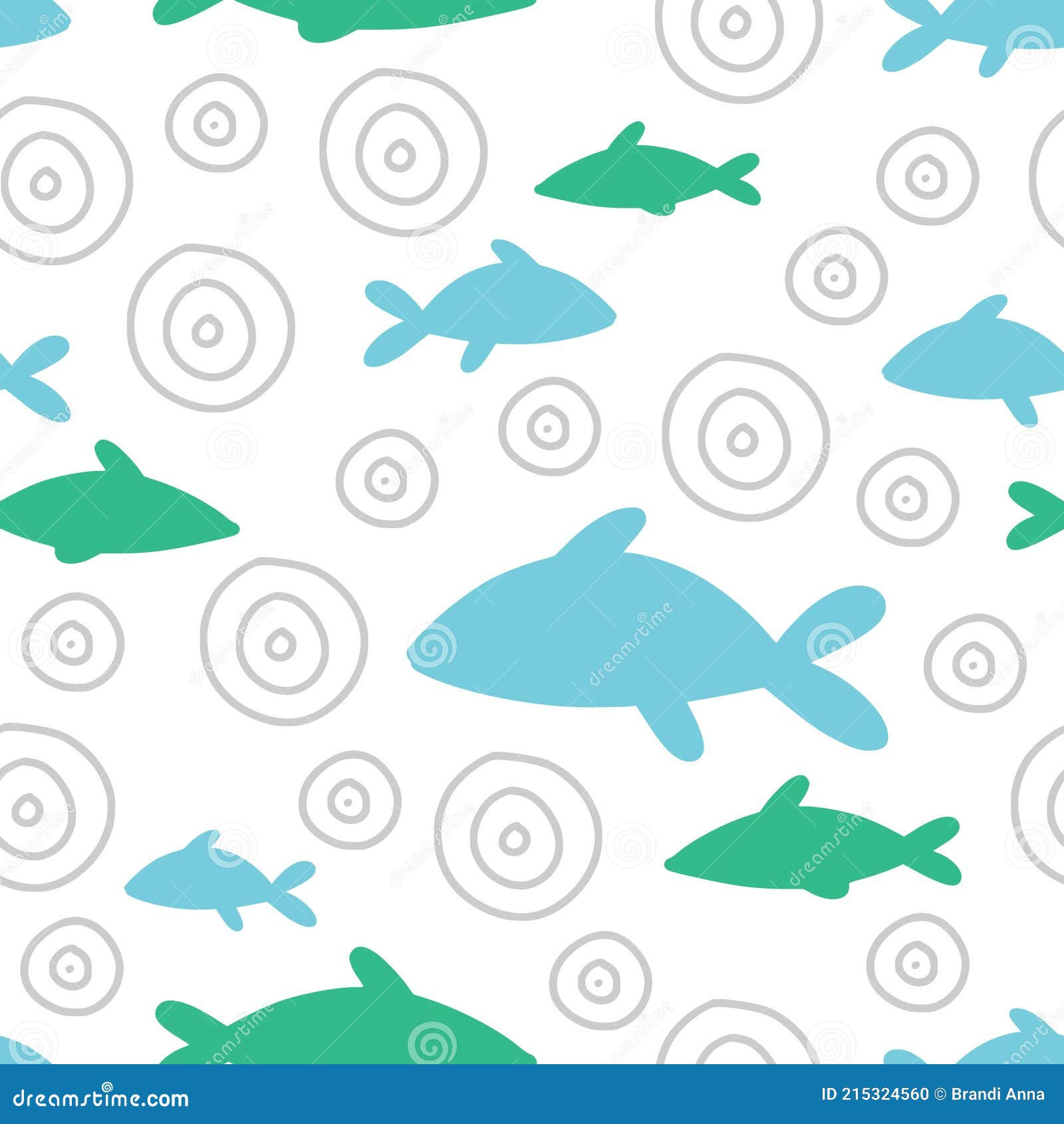 Sea Seamless Pattern with Fish and Bubbles. Underwater. Ocean and Sea ...