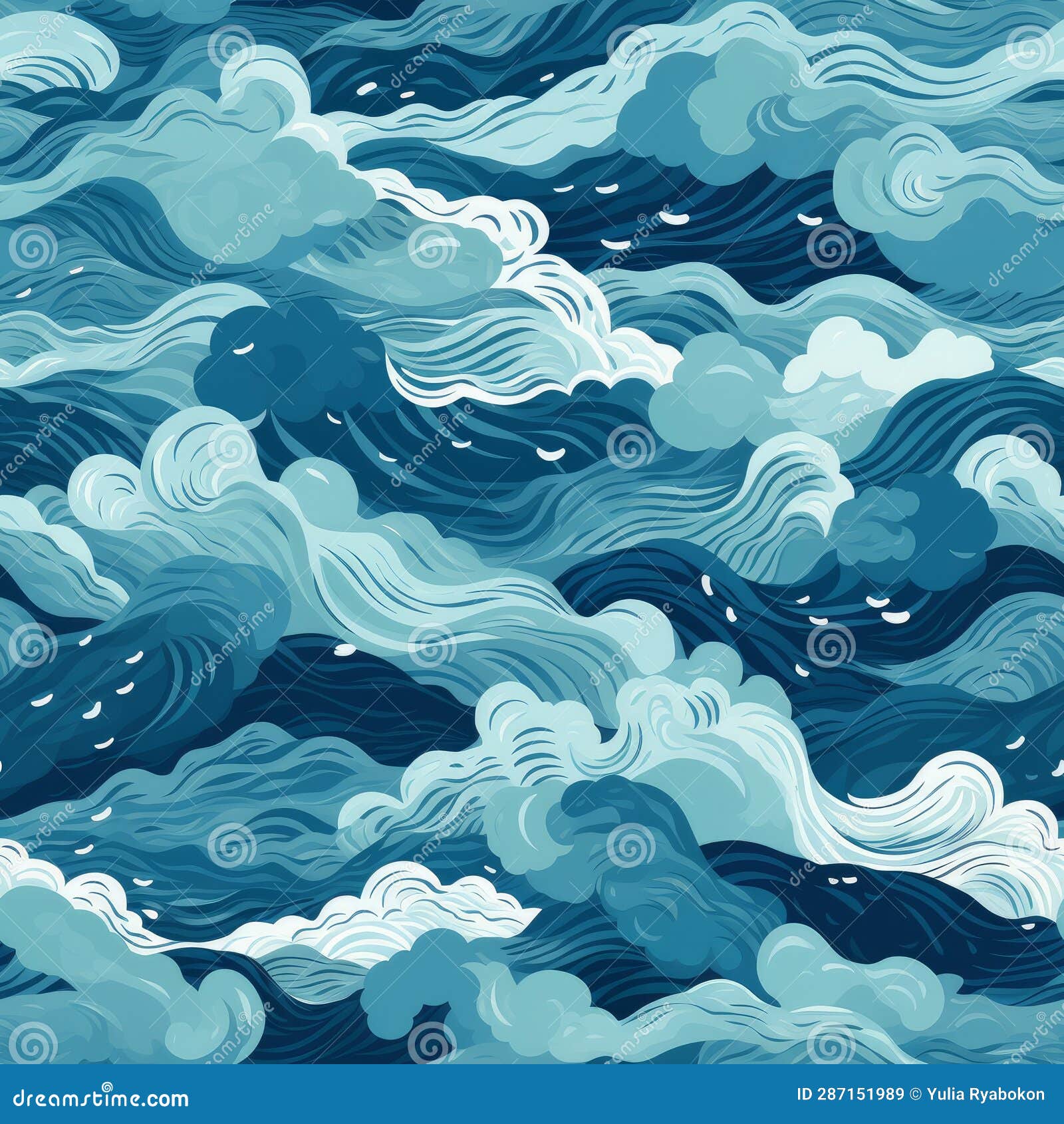 Sea Seamless Pattern. Generate Ai Stock Illustration - Illustration of ...