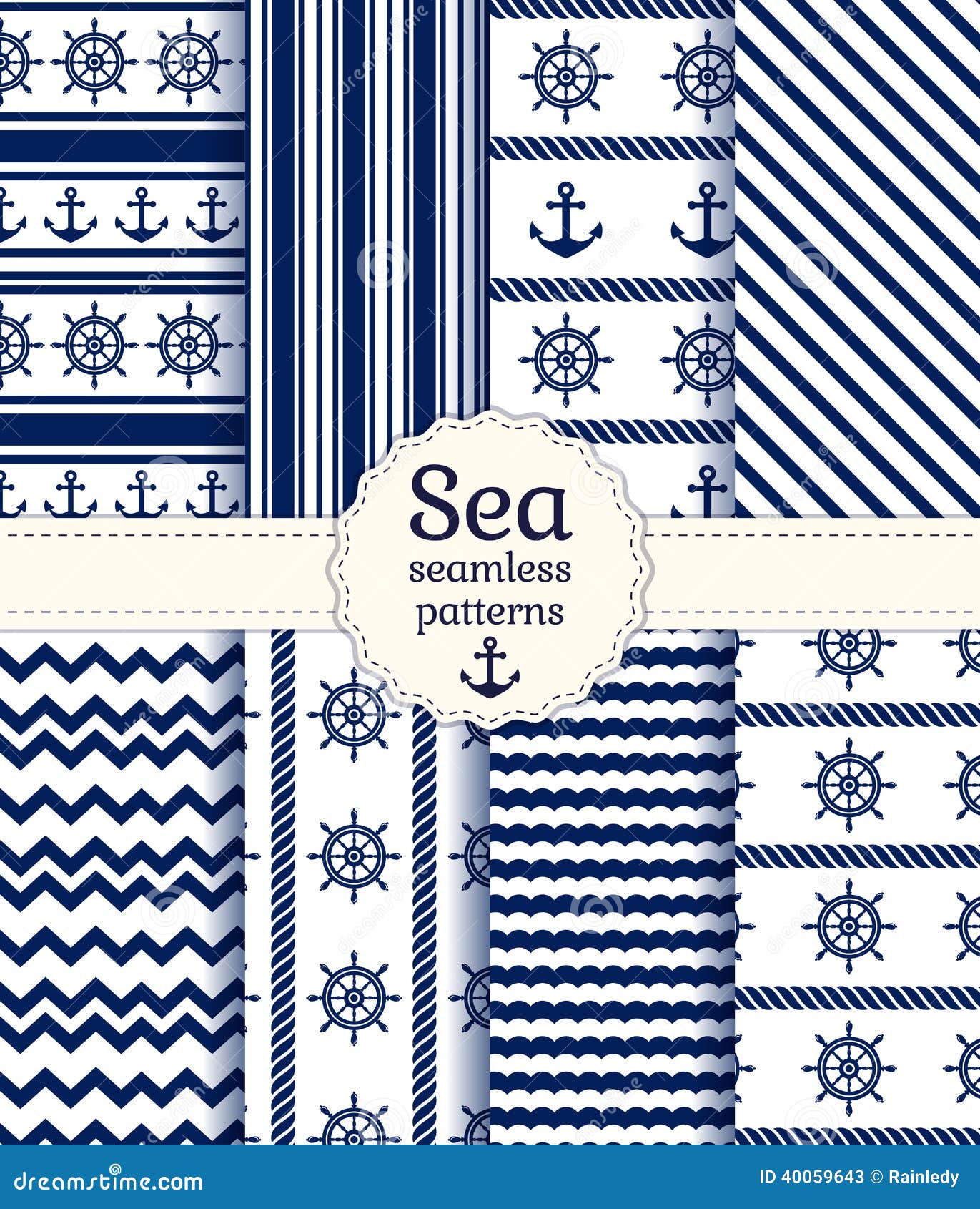 Sea Seamless Patterns. Vector Collection. Stock Vector - Illustration ...