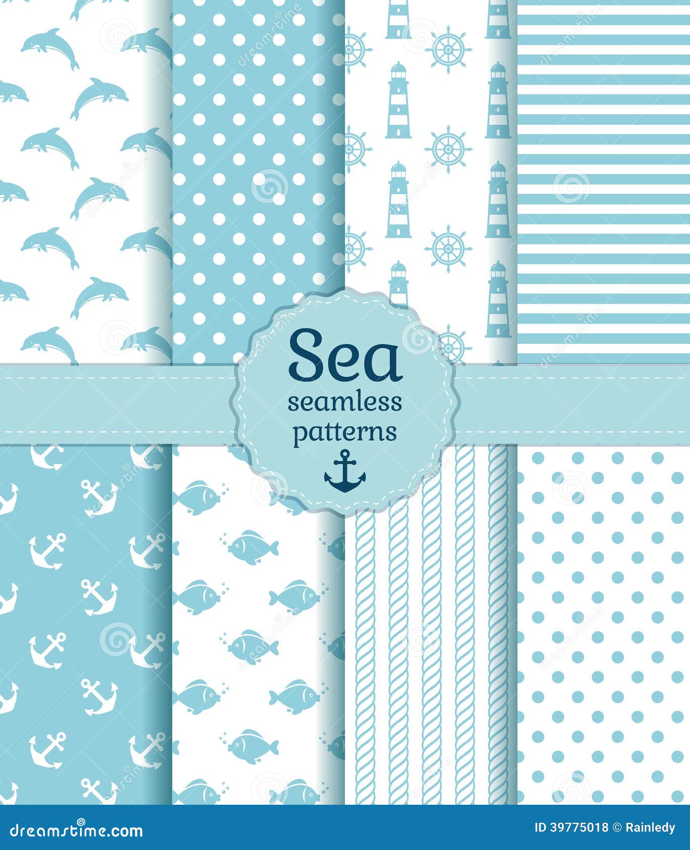 Sea Seamless Patterns. Vector Collection. Stock Vector - Illustration ...