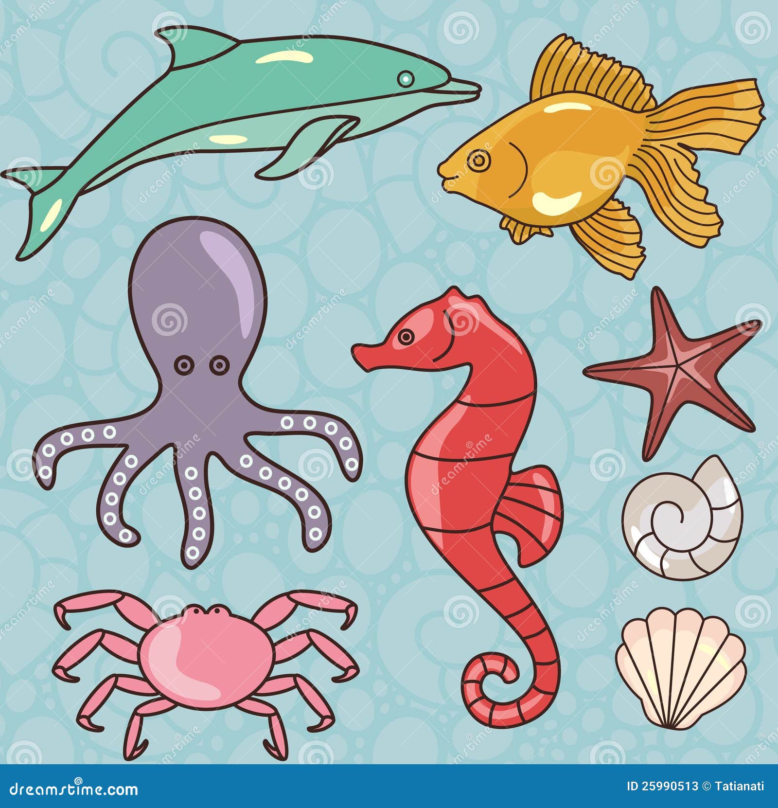 Sea-set stock vector. Illustration of fish, seamless - 25990513