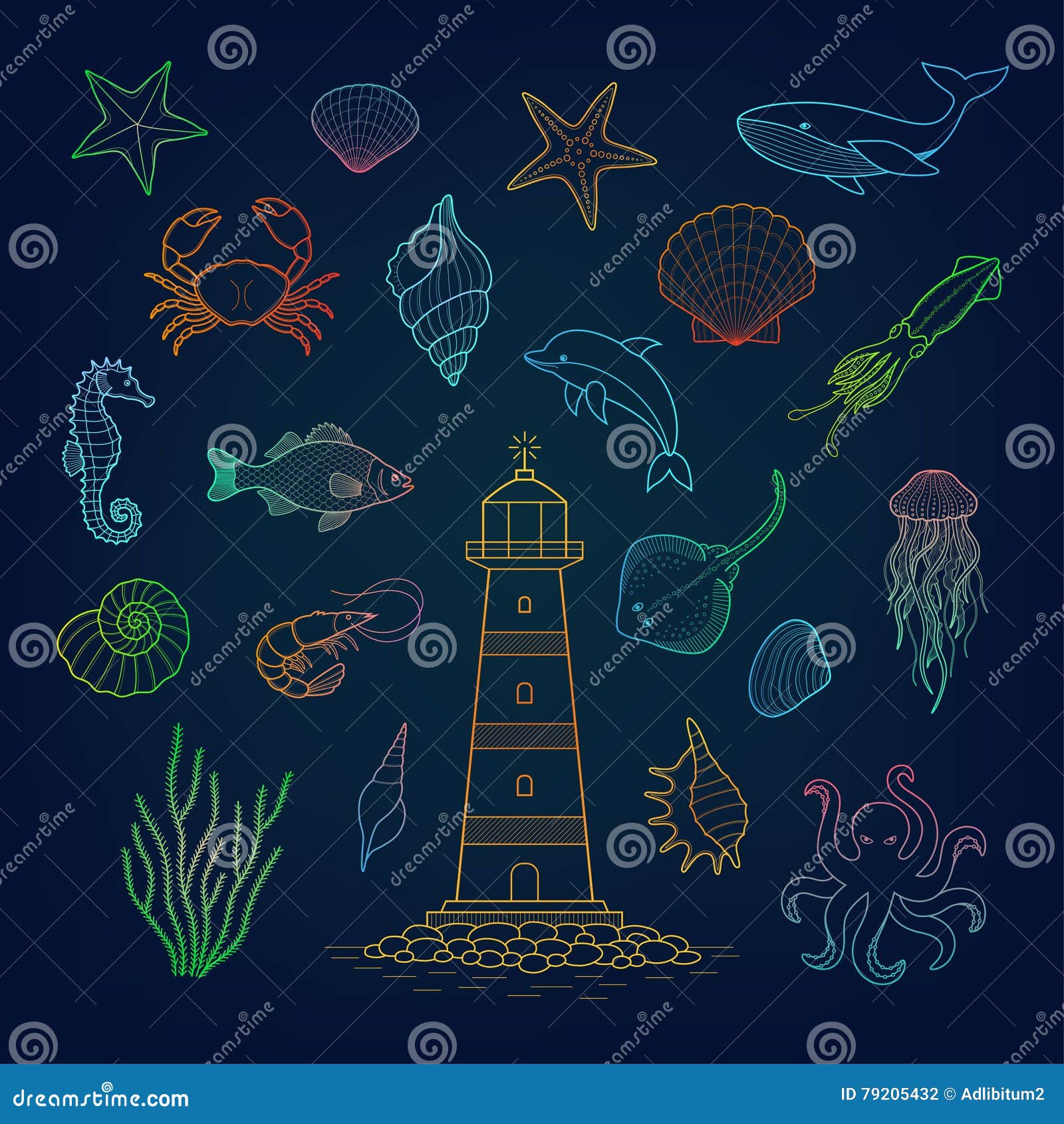 Sea set 4 stock vector. Illustration of architecture - 79205432