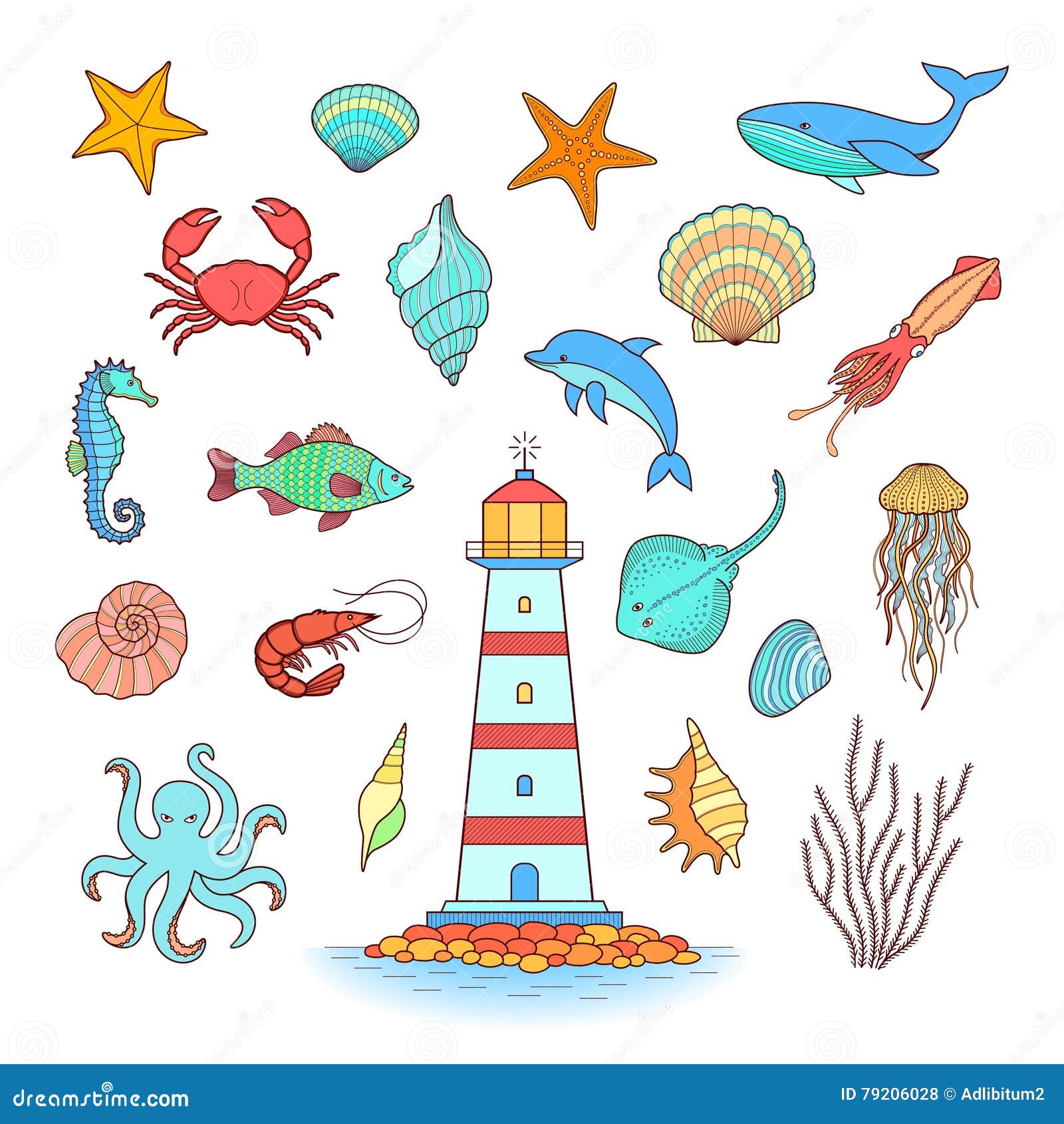 Sea set 5 stock illustration. Illustration of fresh, navigation - 79206028