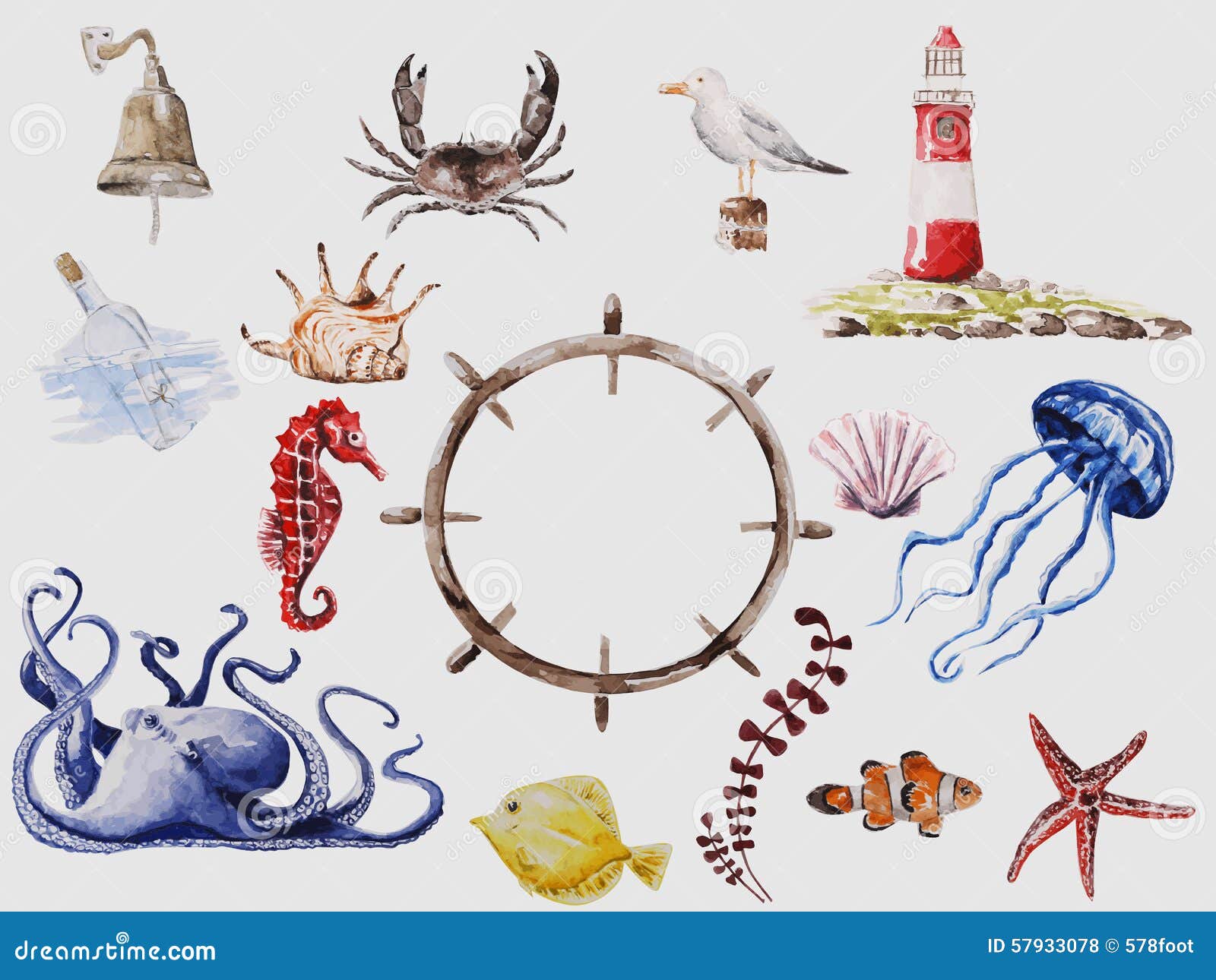 Sea set stock illustration. Illustration of seagrass - 57933078