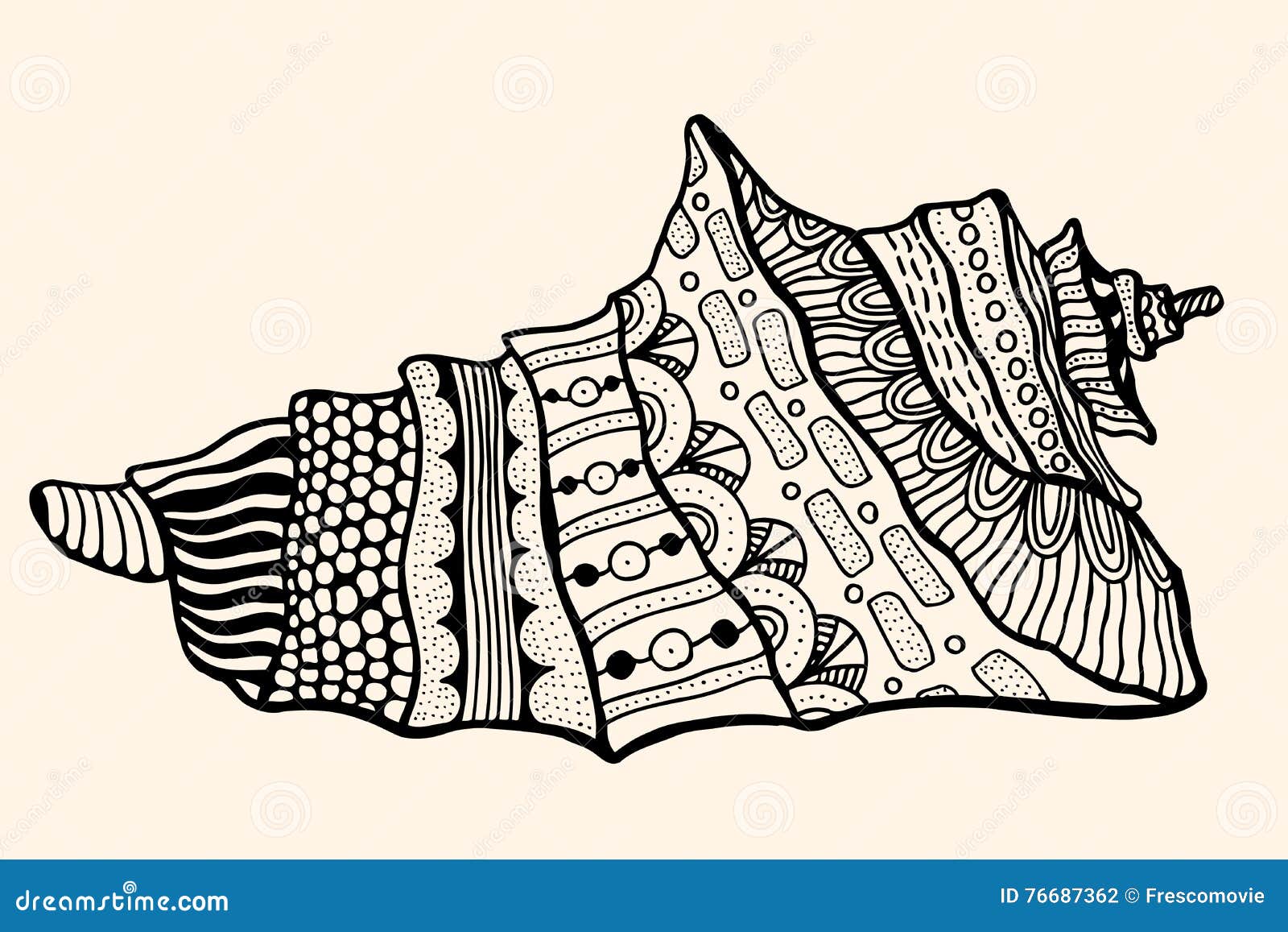 Sea Shell with Abstract Pattern Stock Vector - Illustration of beige ...