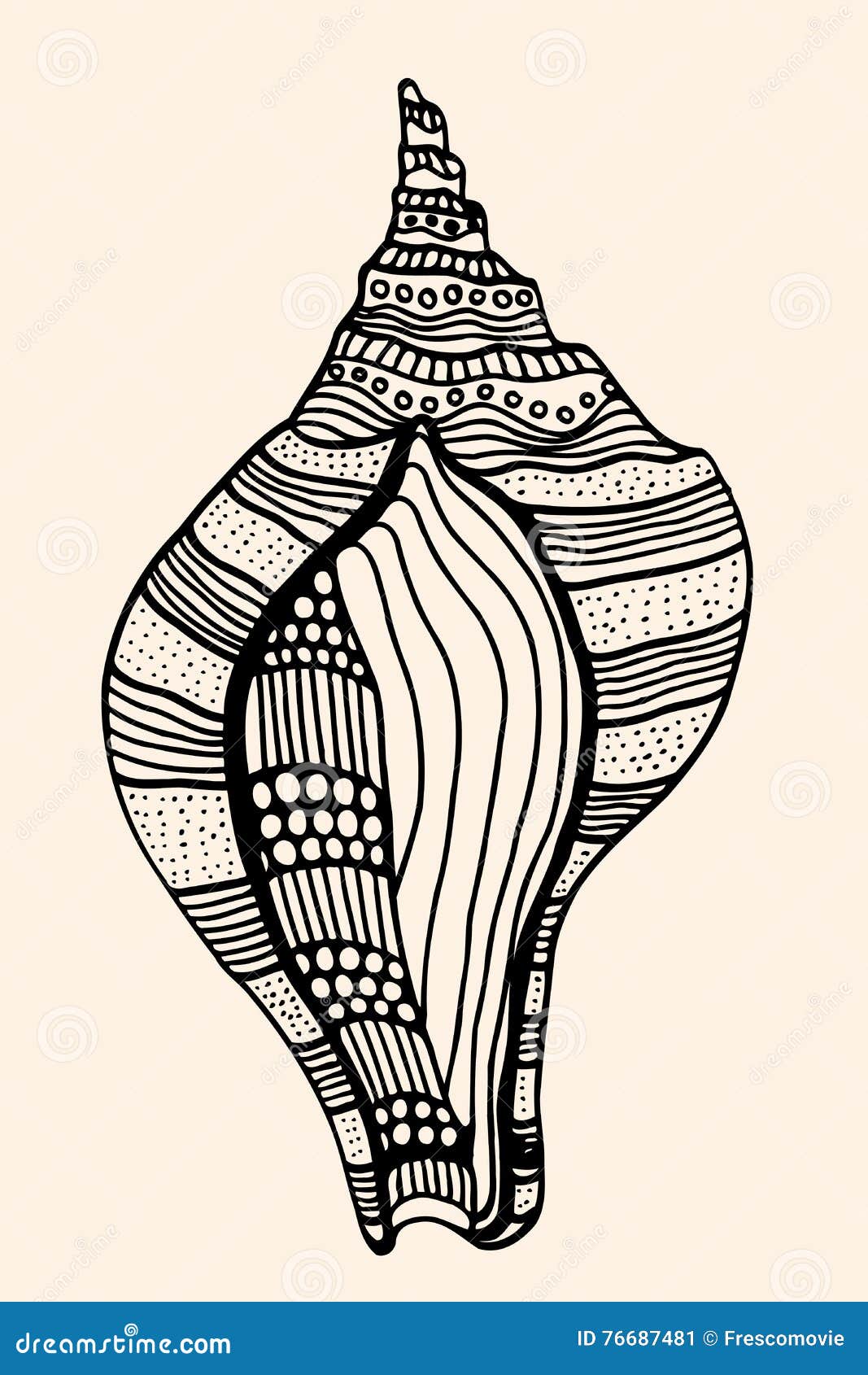 Sea Shell with Abstract Pattern Stock Vector - Illustration of ocean ...