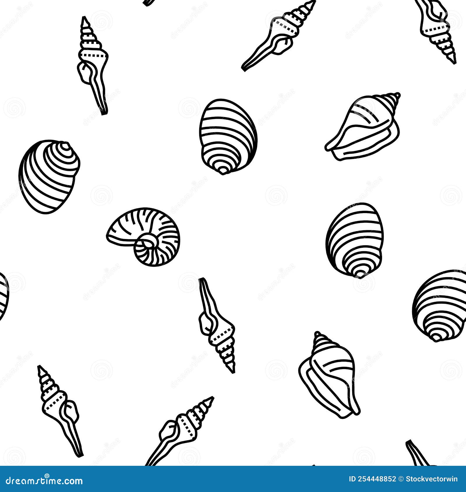 Sea Shell Beach Summer Ocean Vector Seamless Pattern Stock Vector ...
