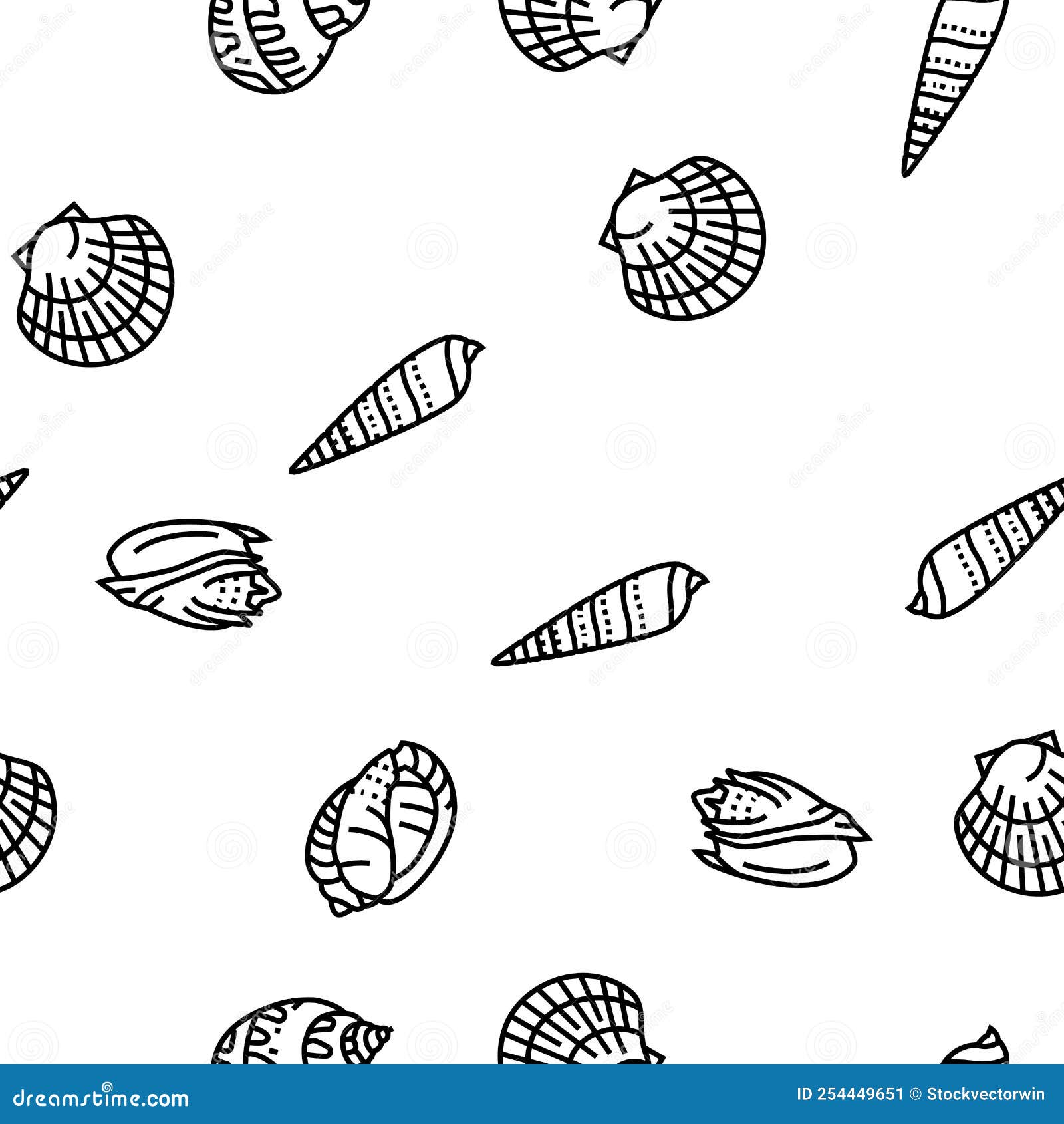 Sea Shell Beach Summer Ocean Vector Seamless Pattern Stock Vector ...