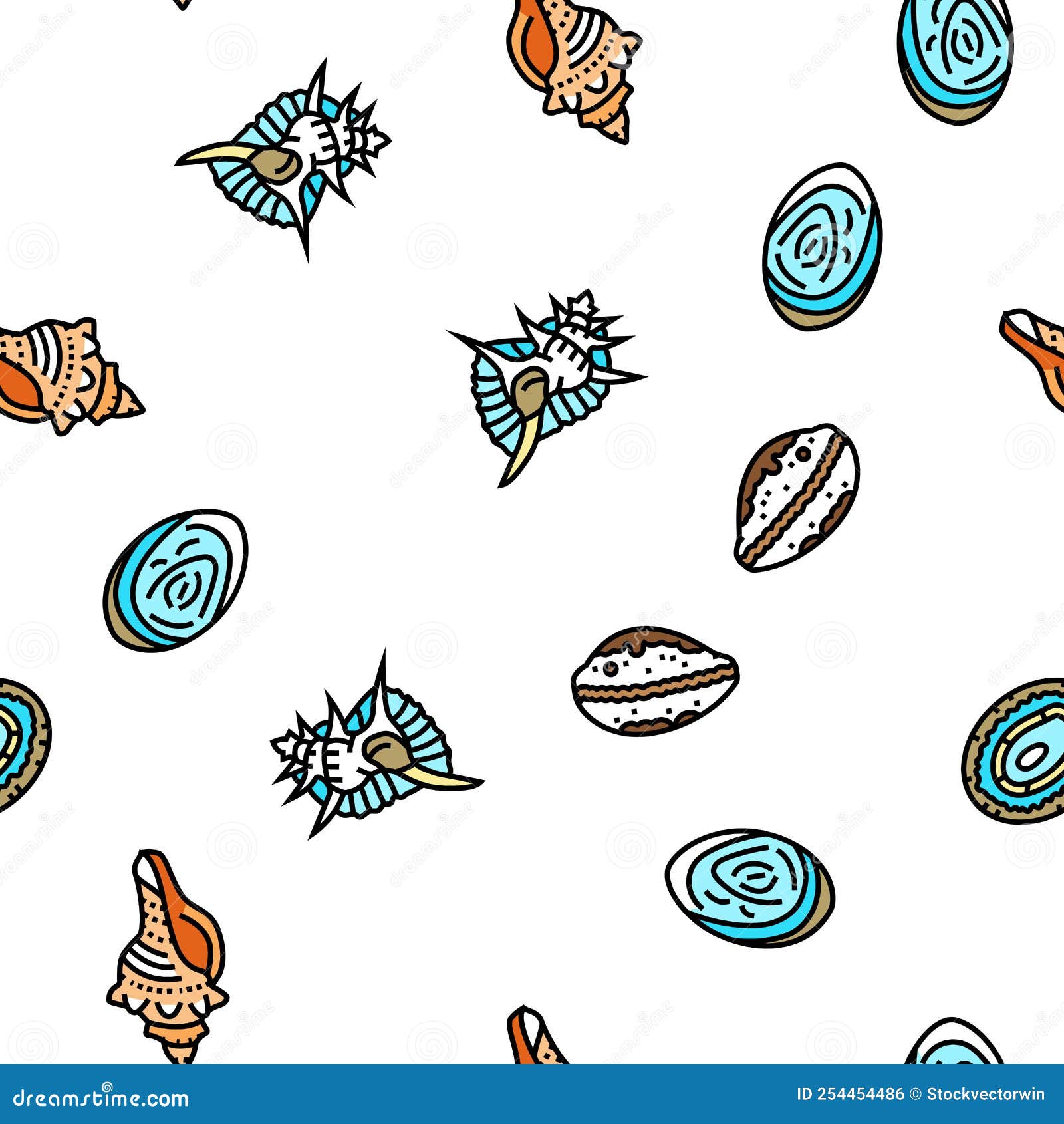 Sea Shell Beach Summer Ocean Vector Seamless Pattern Stock Vector ...