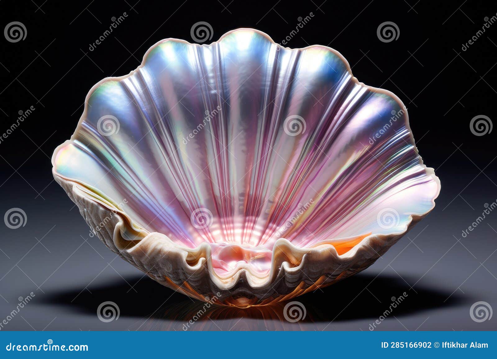 Sea Shell On A Black Background. 3d Render. Closeup. A Captivating Open ...