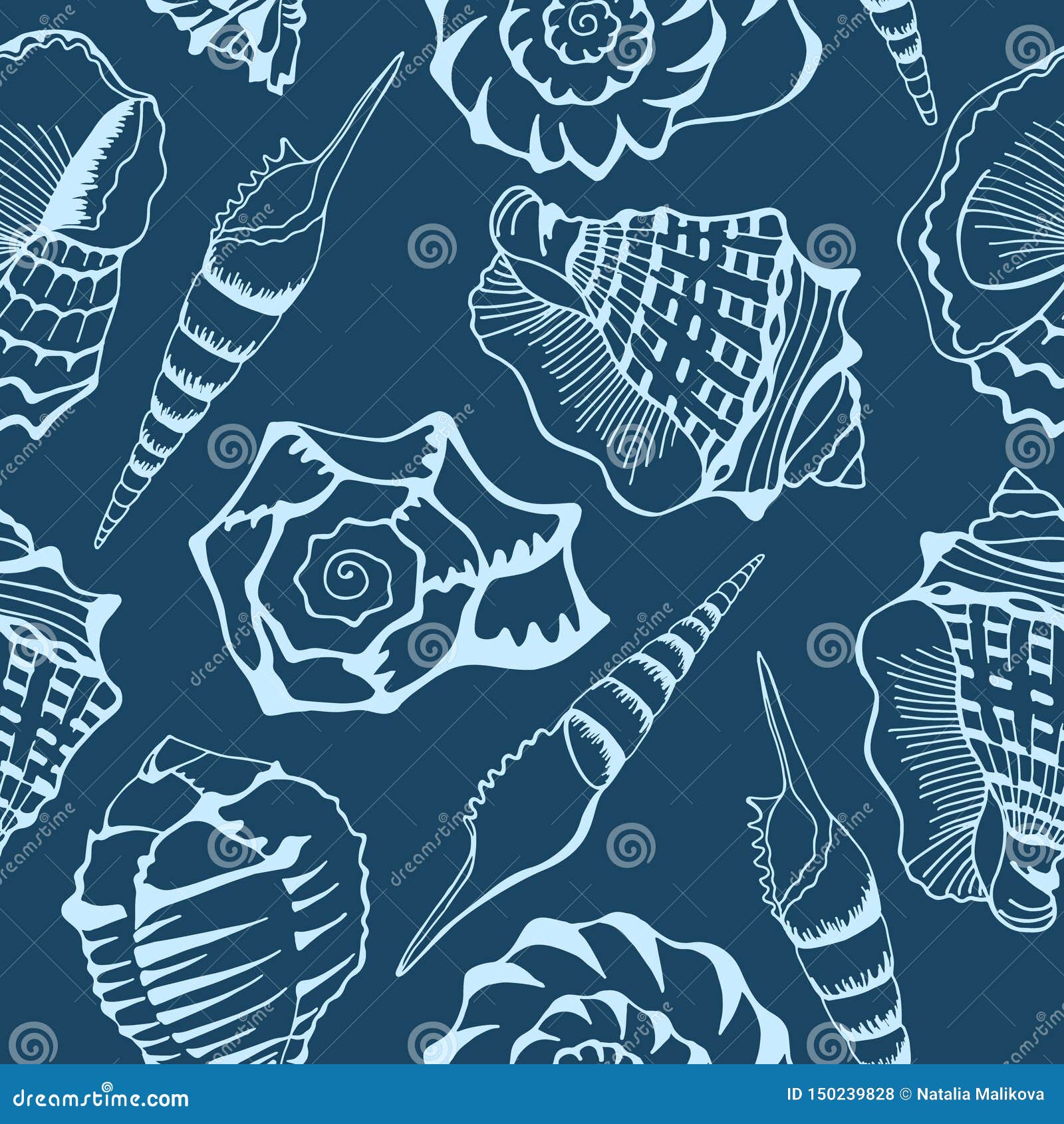 Sea Shell Design - Seamless Pattern Stock Vector - Illustration of ...