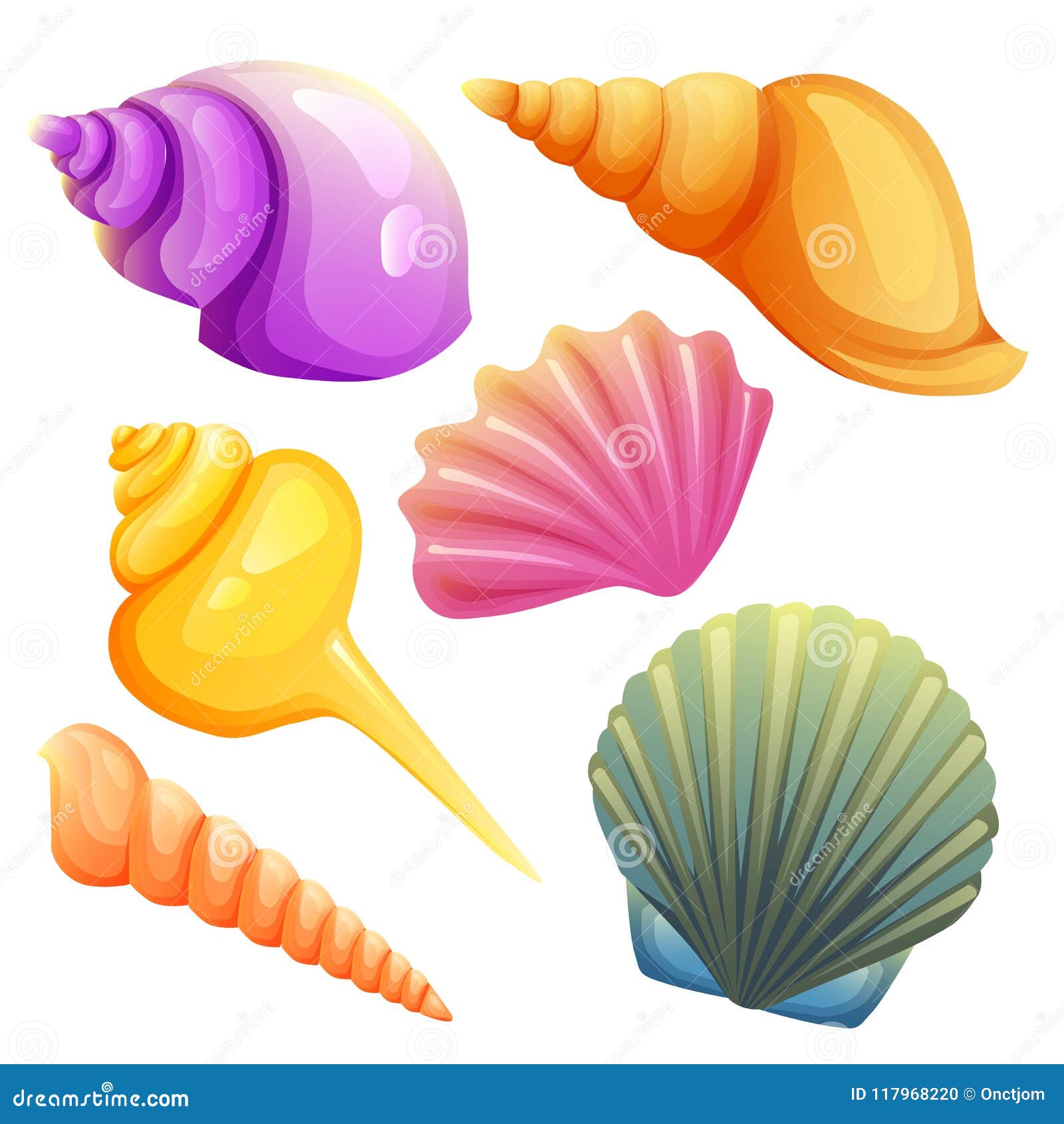 Sea shell element set stock vector. Illustration of snail - 117968220