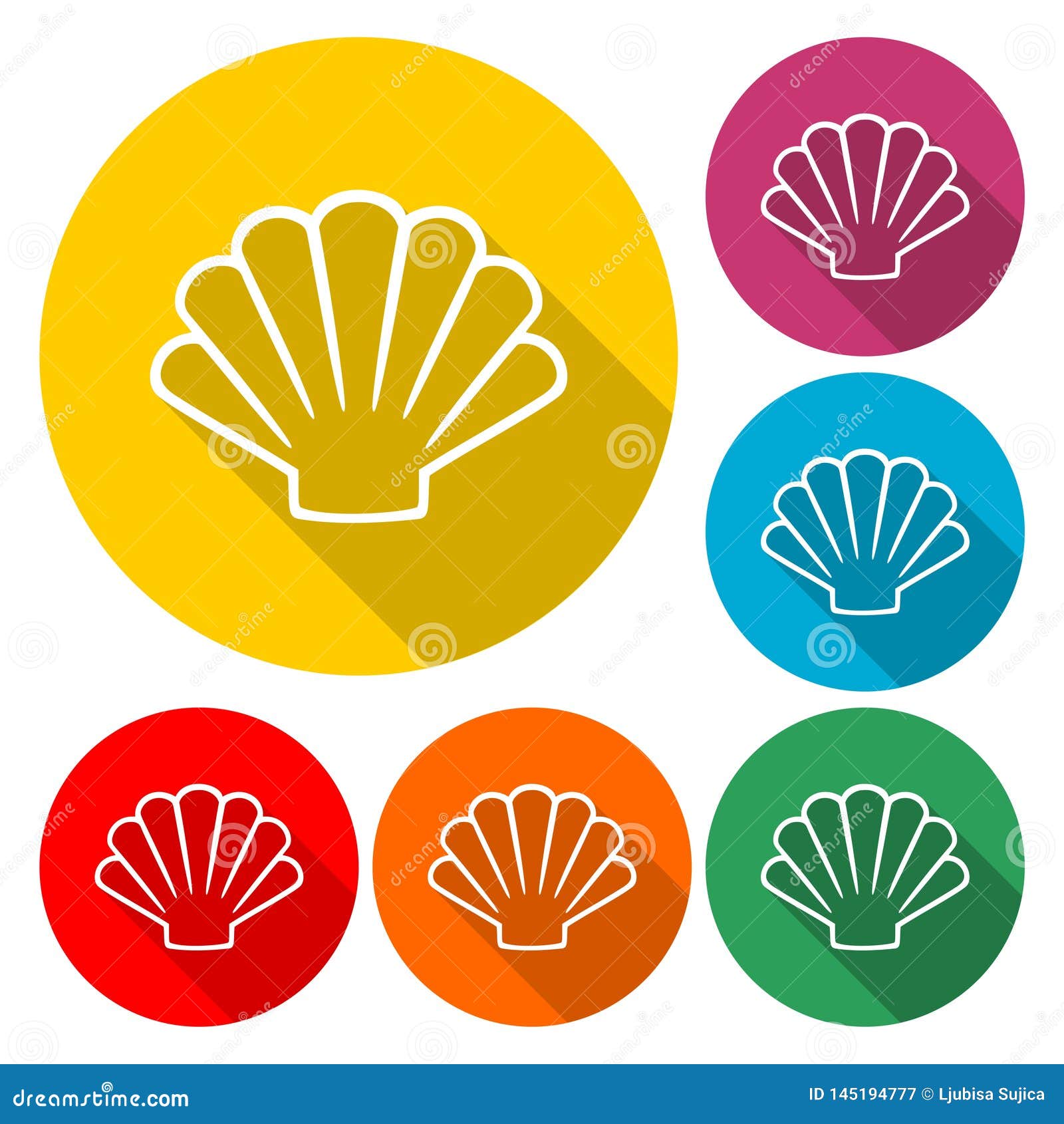 Sea Shell Flat Icon - Vector Illustration Stock Vector - Illustration ...
