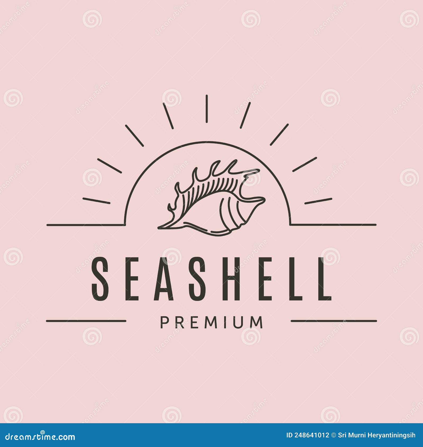 Sea Shell Icon and Sunburst Line Art Logo Vector Symbol Illustration ...