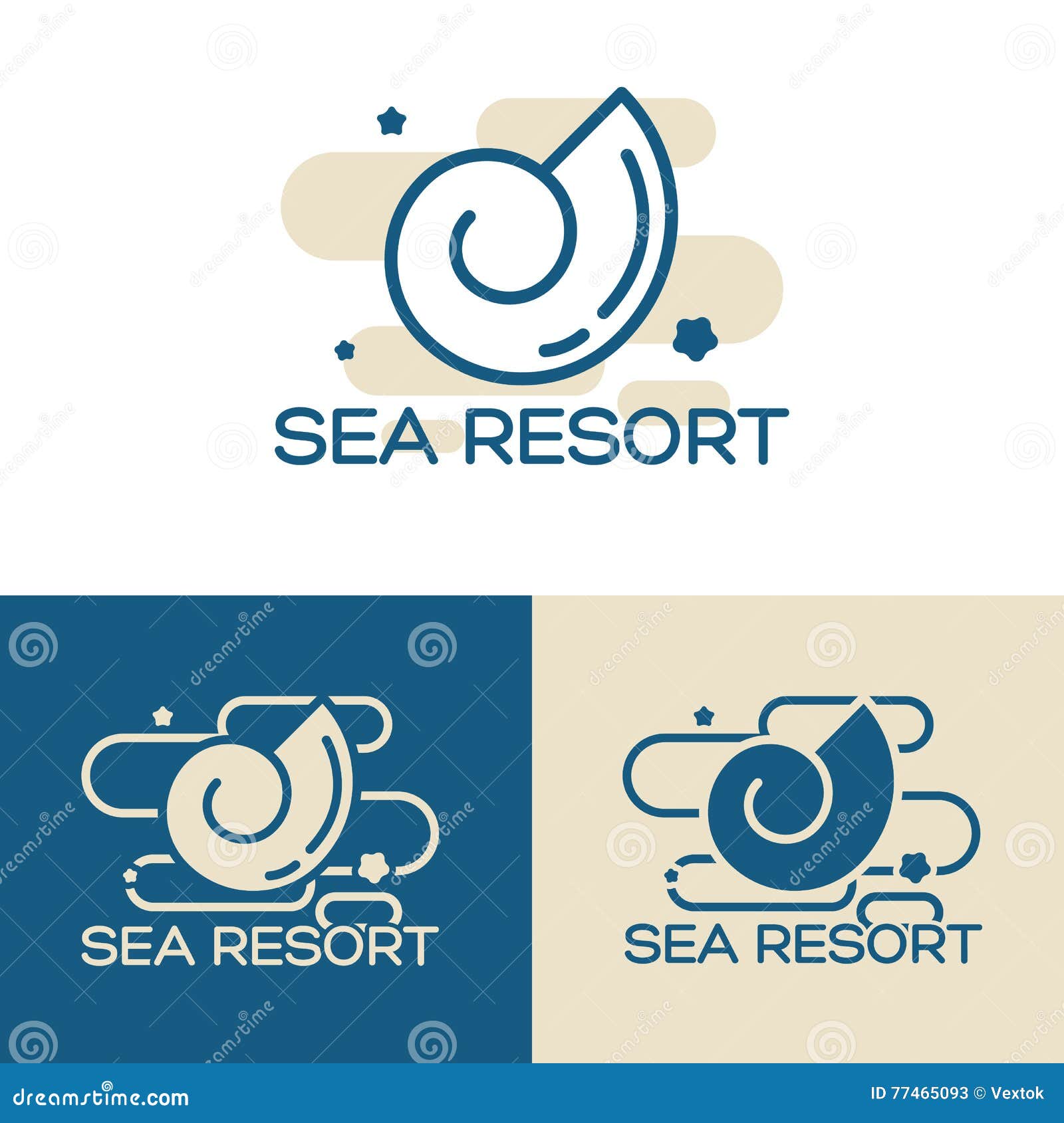 Sea shell logo set stock vector. Illustration of icon - 77465093