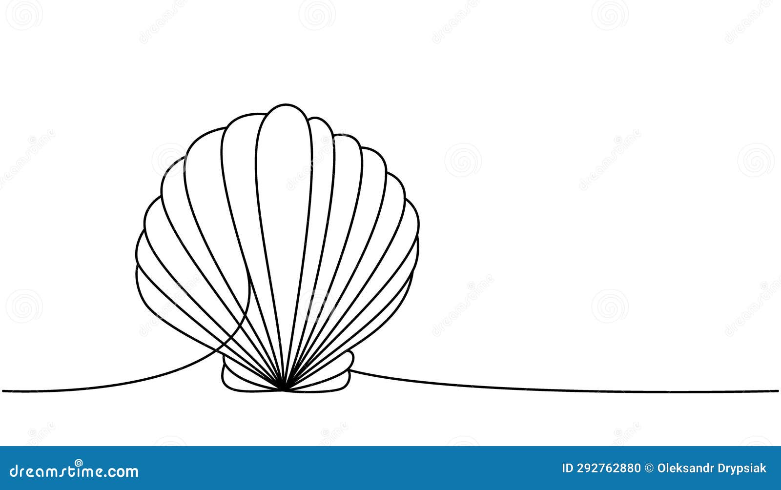 Sea Shell One Line Continuous Drawing. Tropical Underwater Shell ...