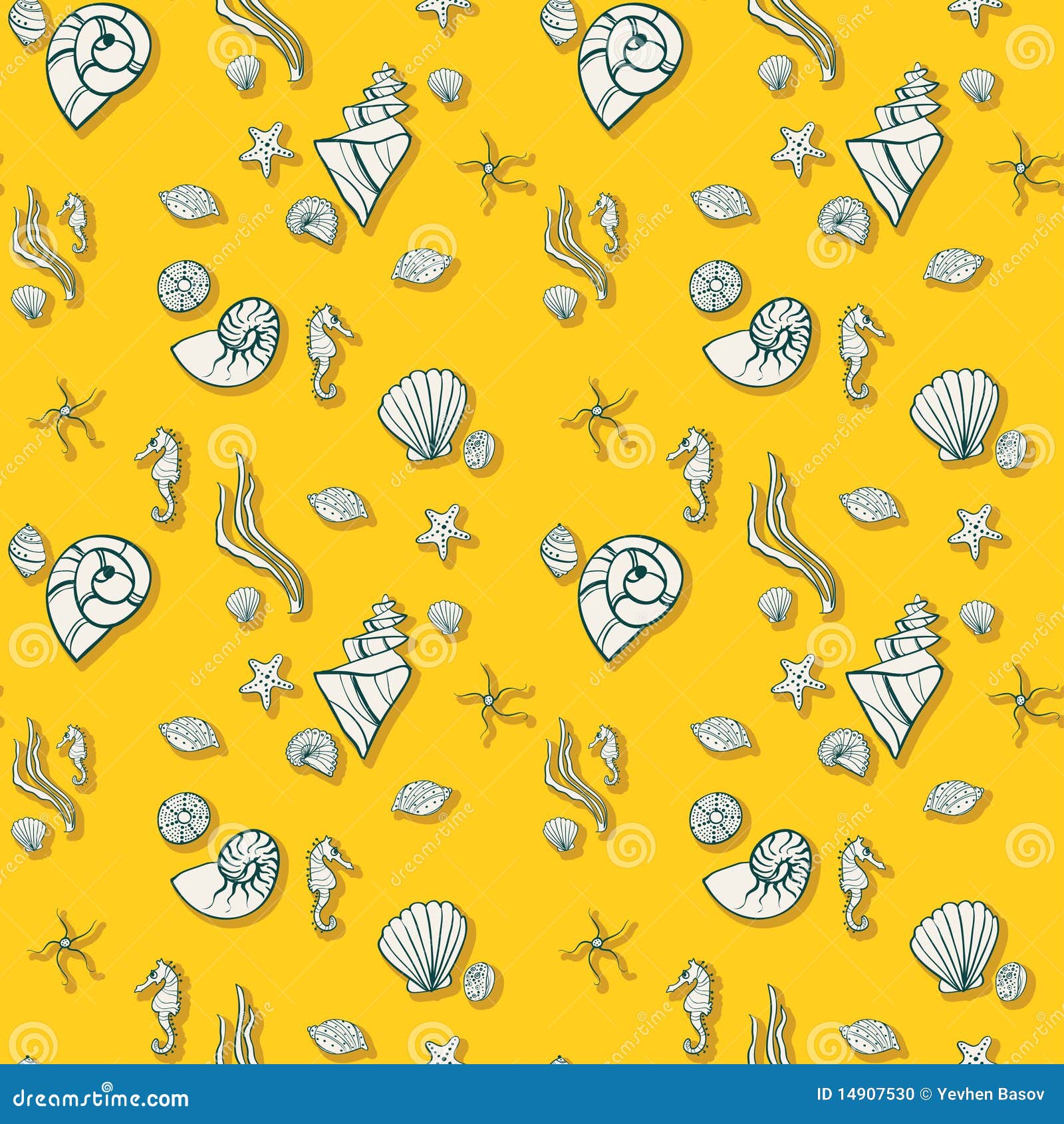 Sea Shell Pattern Drawing Style Stock Vector - Illustration of painting ...