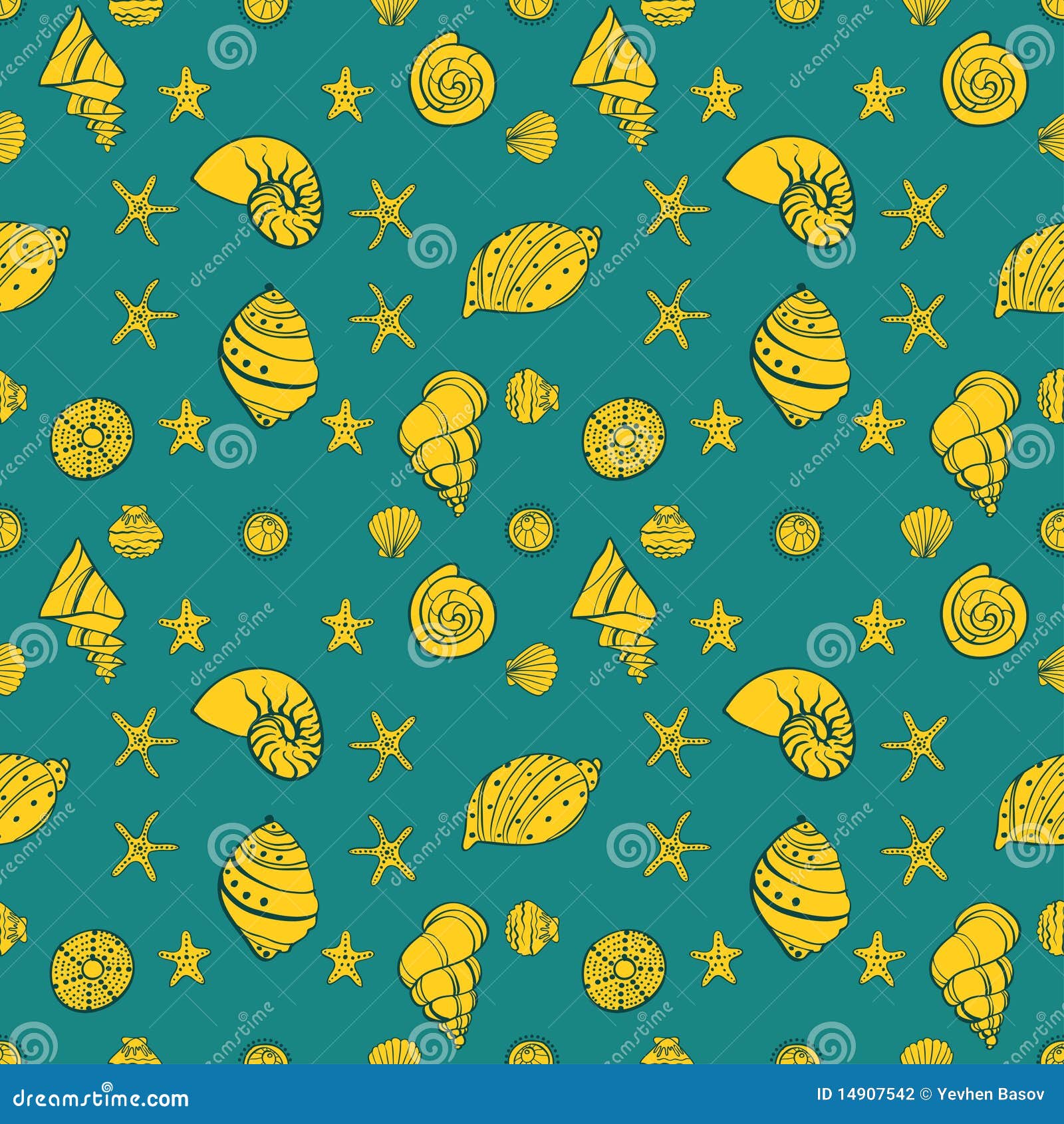 Sea Shell Pattern Drawing Style Stock Vector - Illustration of shell ...