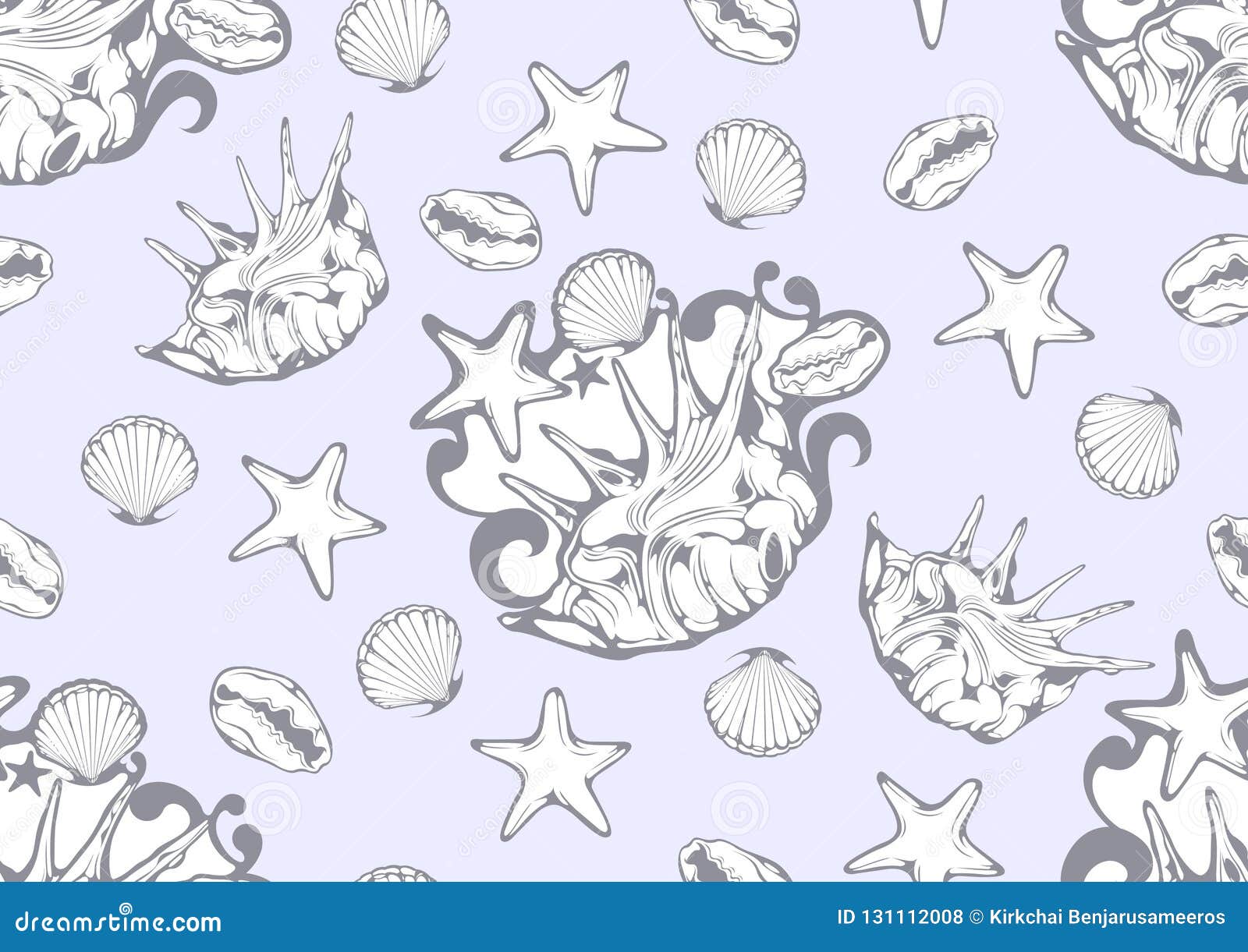 Sea Shell Pattern, Summer Textile Stock Vector - Illustration of ...