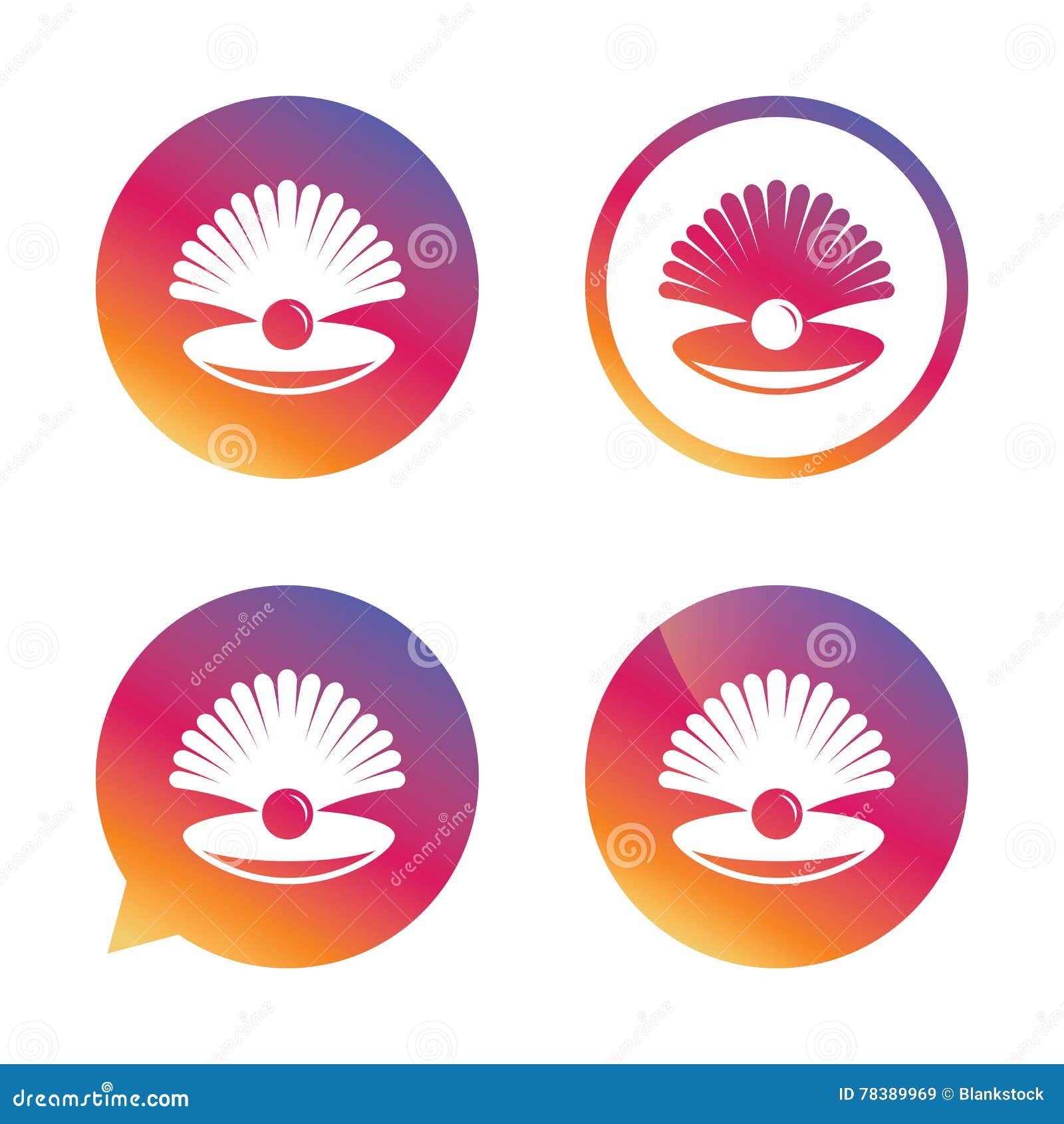 Sea Shell with Pearl Sign Icon. Conch Symbol Stock Vector ...