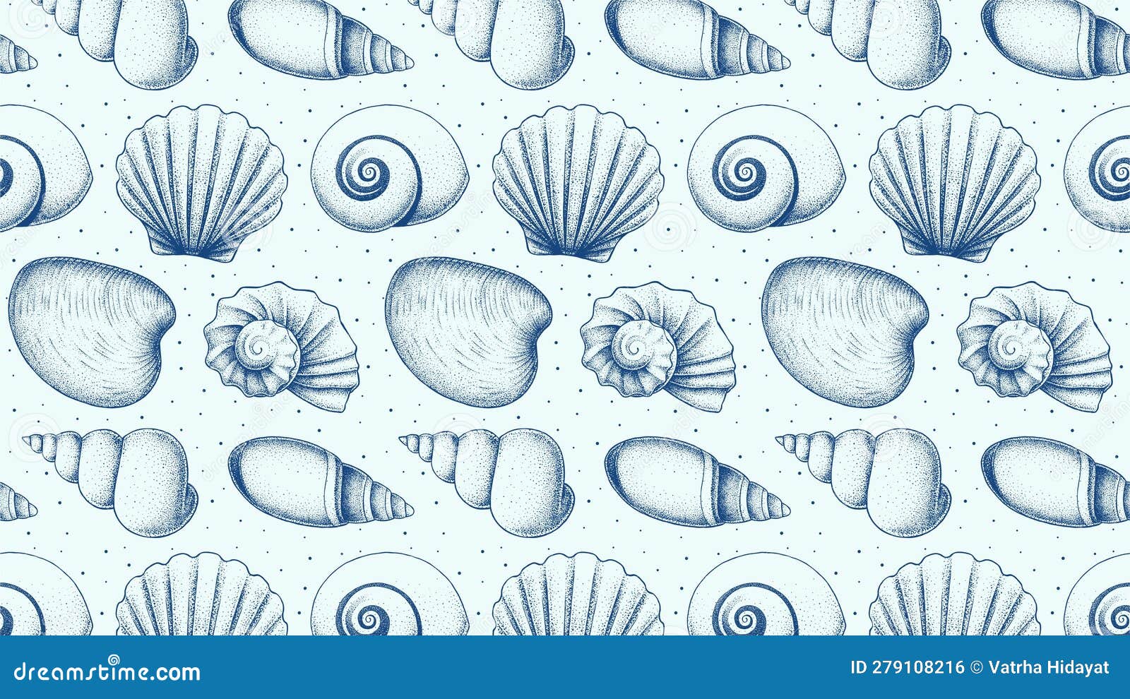 Sea Shell Seamless Pattern stock vector. Illustration of mollusk ...
