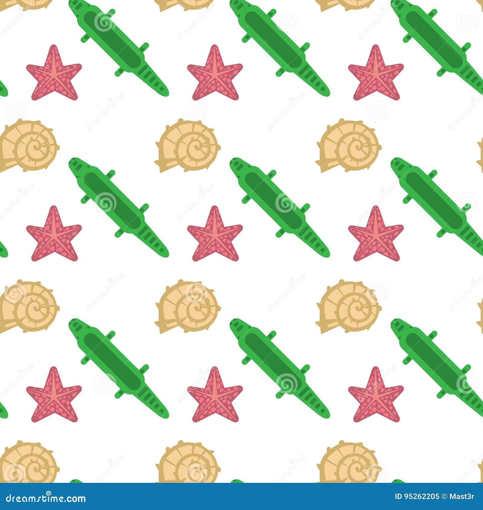 Sea Shell, Star Fish Seamless Pattern Vacation Concept Abstract ...