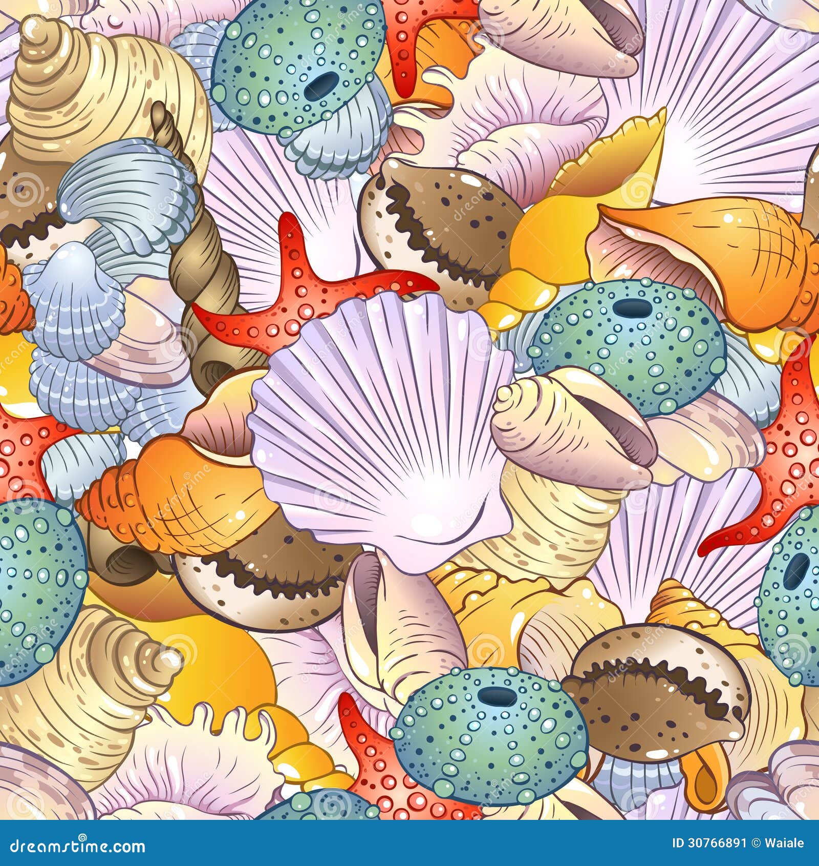 Sea shells background stock vector. Illustration of shells - 30766891
