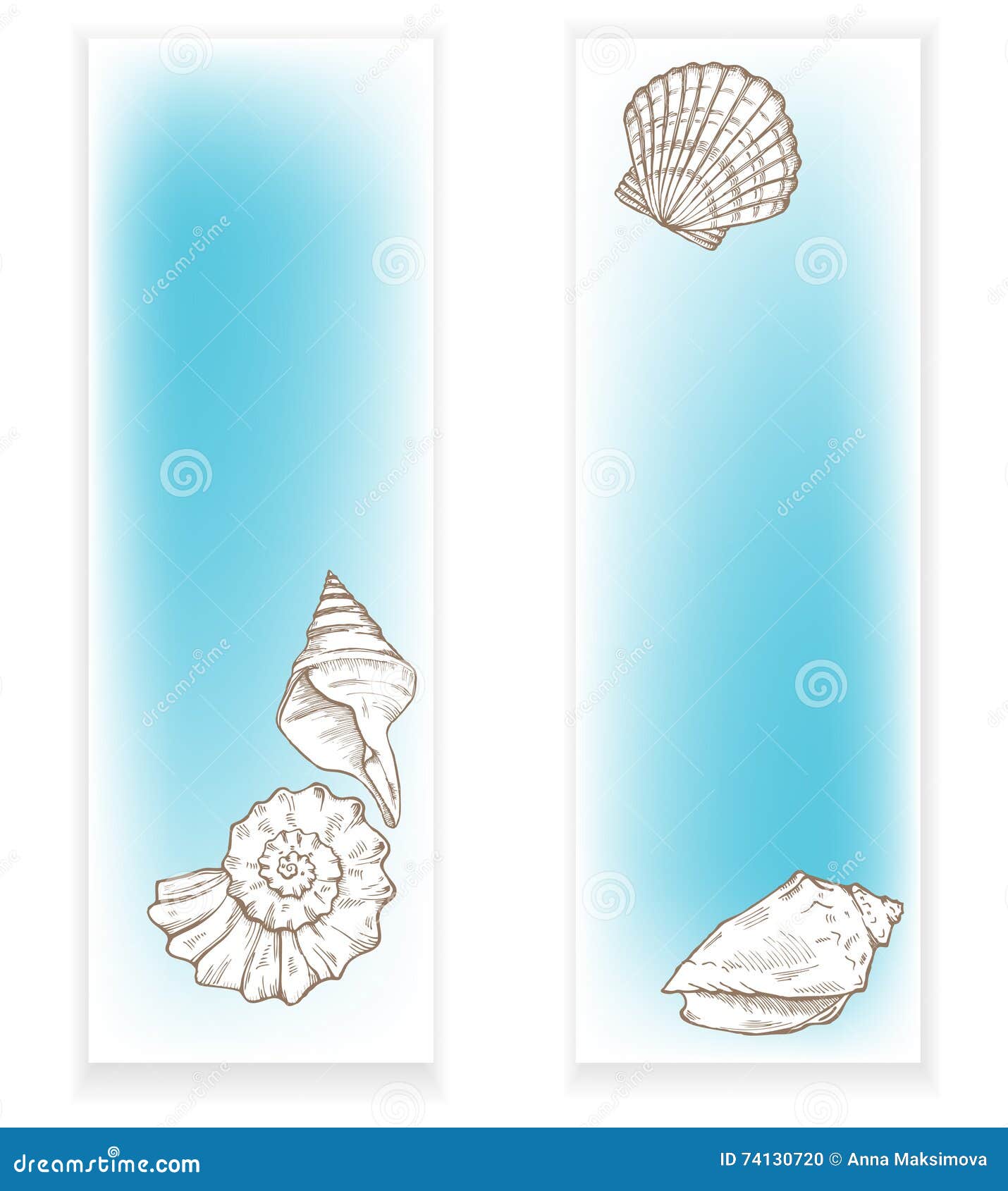 Sea shells banners stock vector. Illustration of design - 74130720
