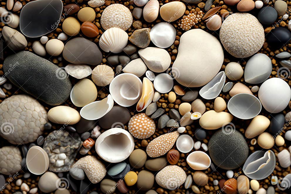Sea Shells Beach Background. Shell Texture Background. Pebble Sea Beach ...