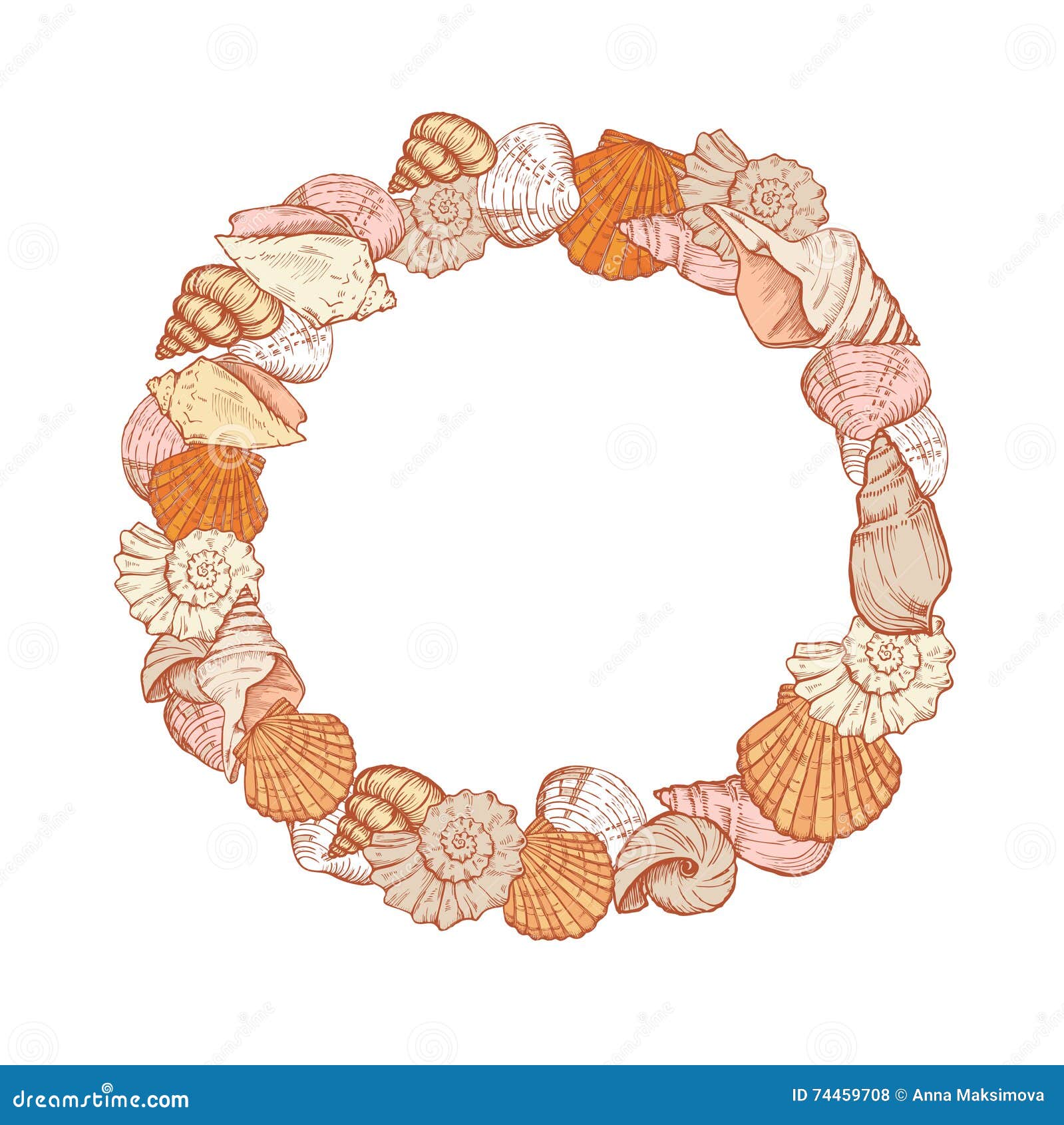 Sea shells frame stock vector. Illustration of seashell - 74459708