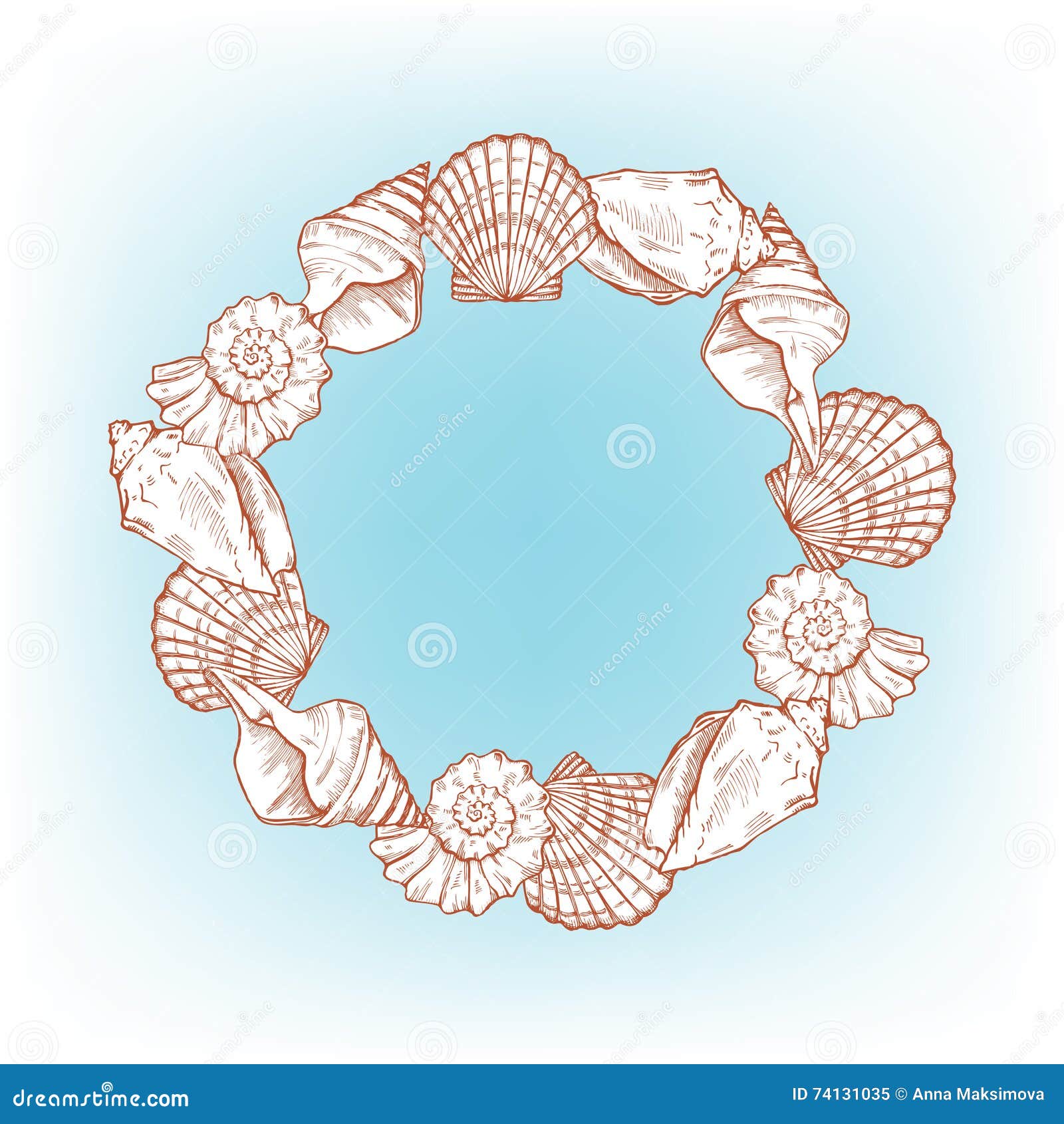 Sea shells frame stock vector. Illustration of seashore - 74131035