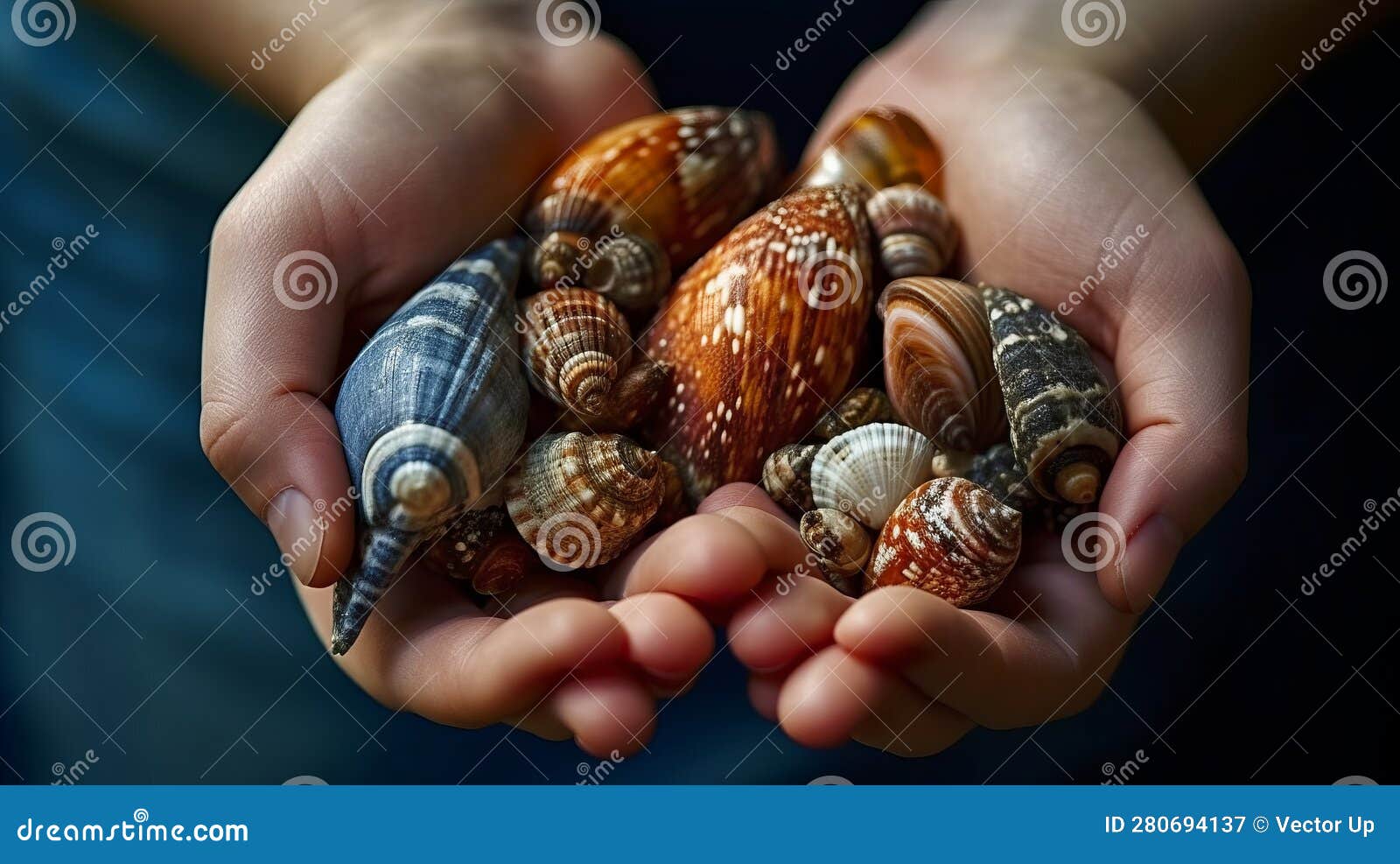 Sea Shells in Hands. Generative AI. Stock Illustration - Illustration ...