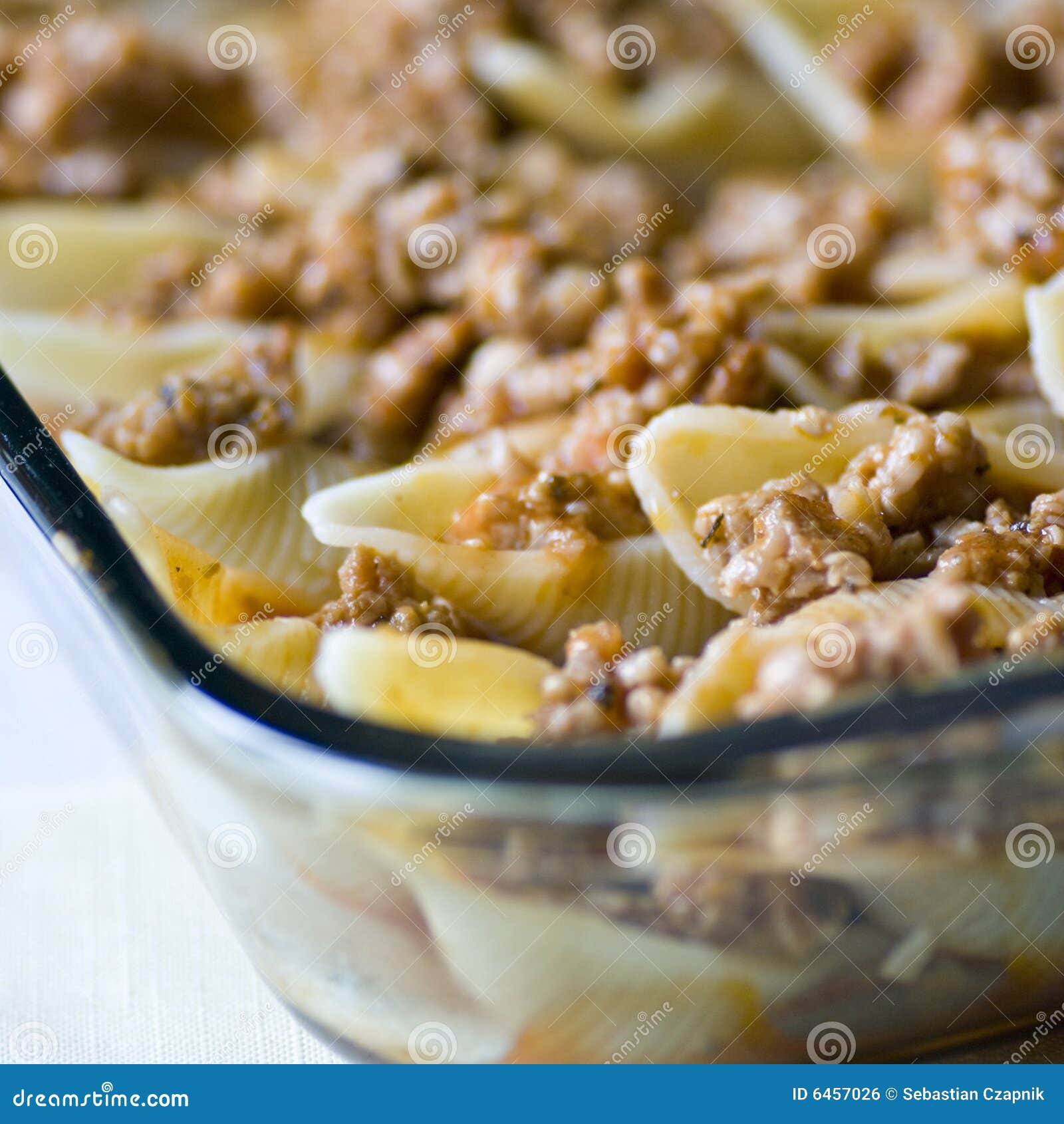 Sea shells pasta with meat stock photo. Image of hearty - 6457026