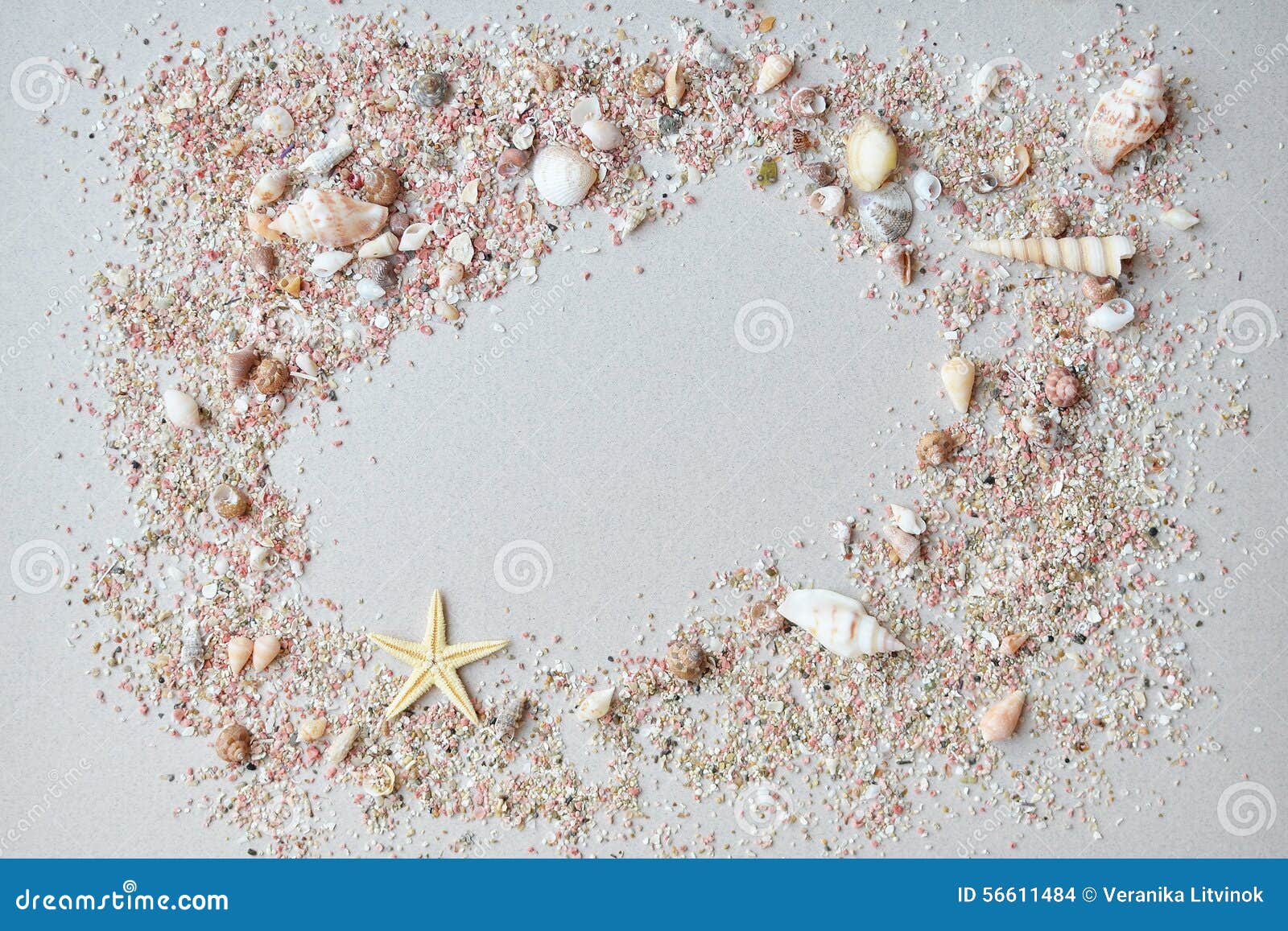 Sea Shells and Pink Sand with a Starfish on a Paper Background with ...