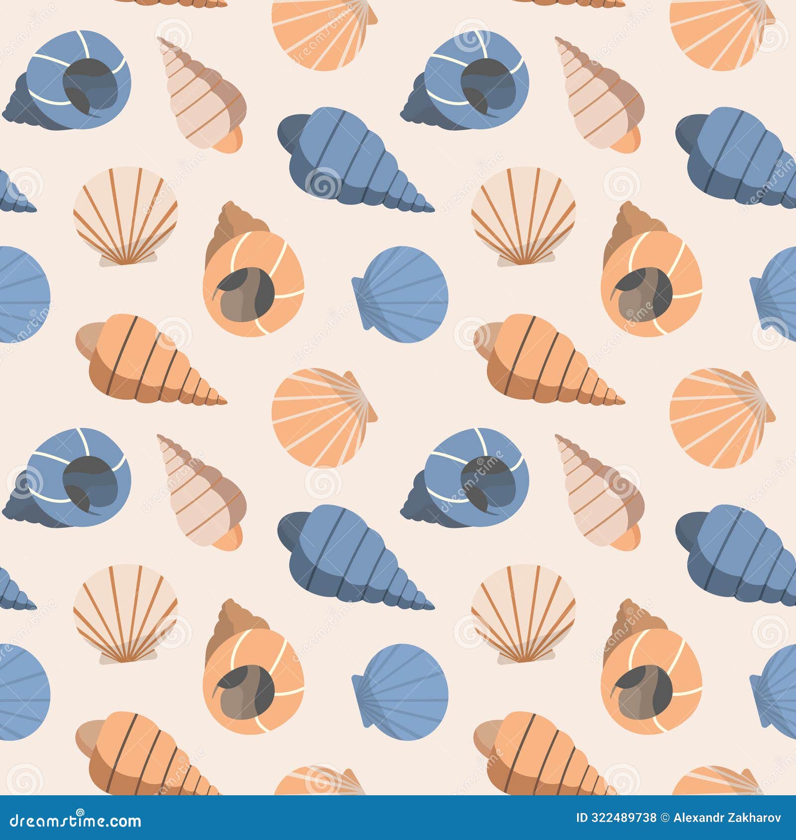 Sea Shells Seamless Pattern on Pastel Background. Sea Shell Drawing ...