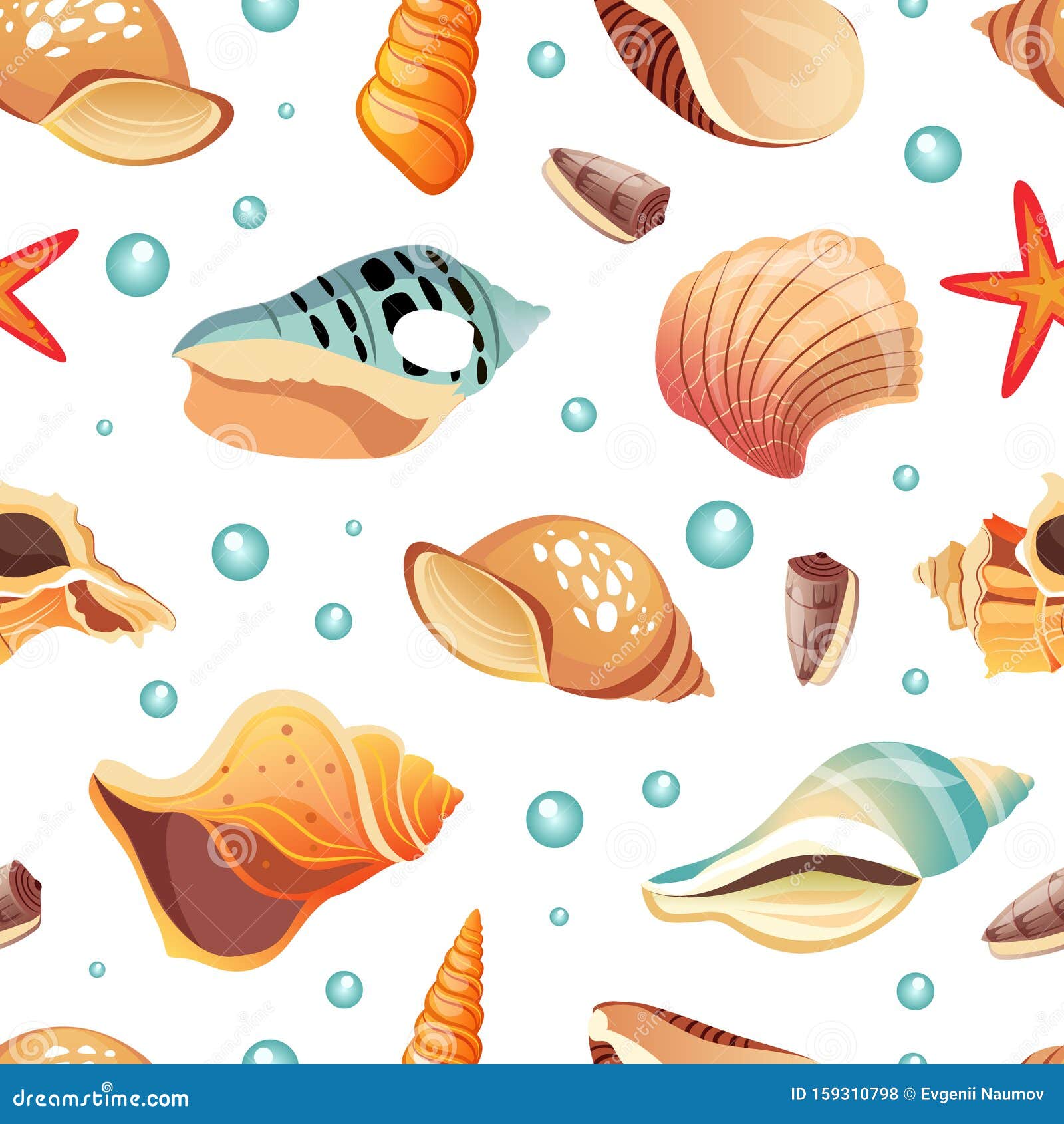 Sea Shells Seamless Pattern, Summertime Design Element Can Be Used for ...