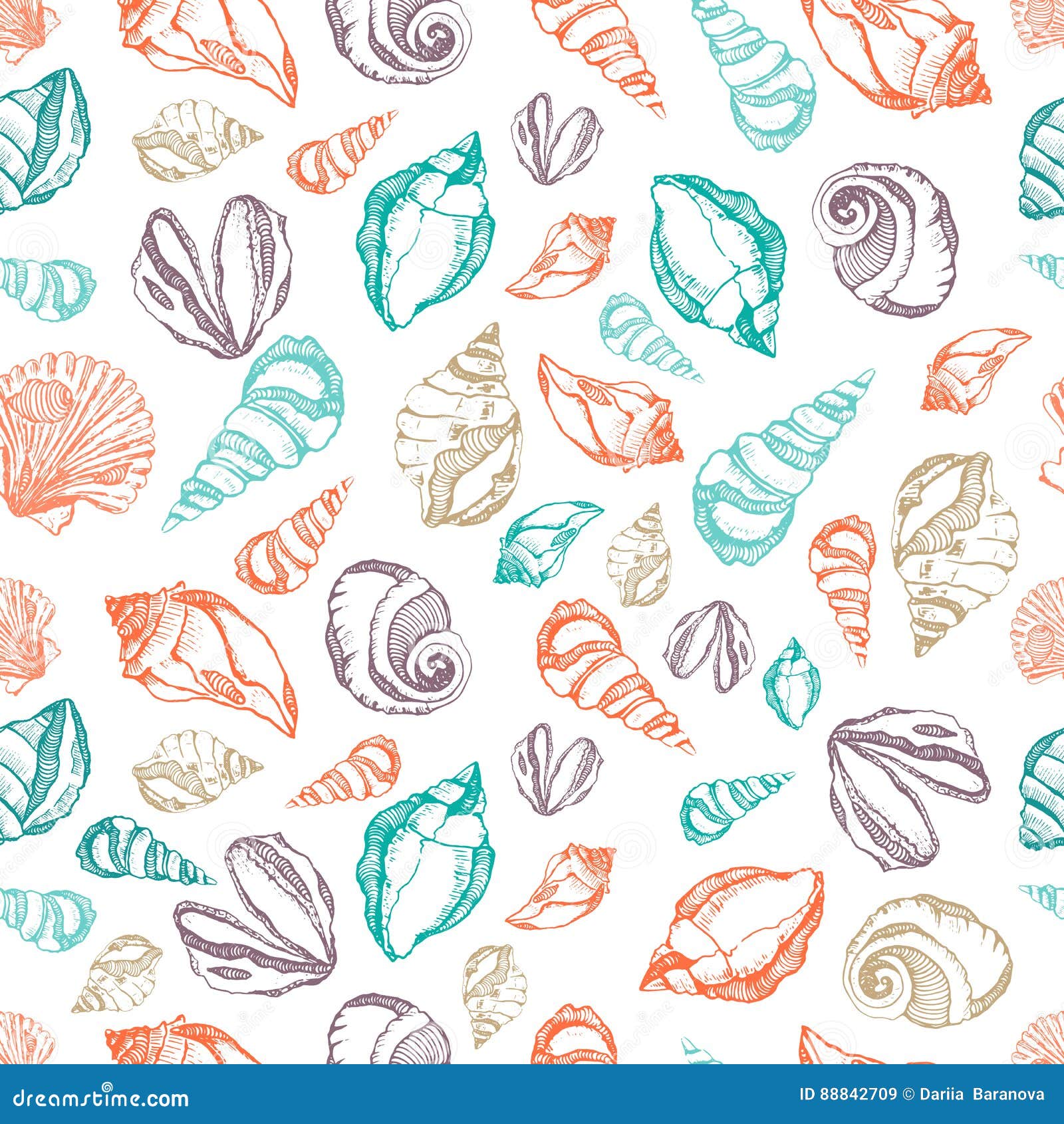 Sea Shells Seamless Pattern Stock Vector - Illustration of environment ...