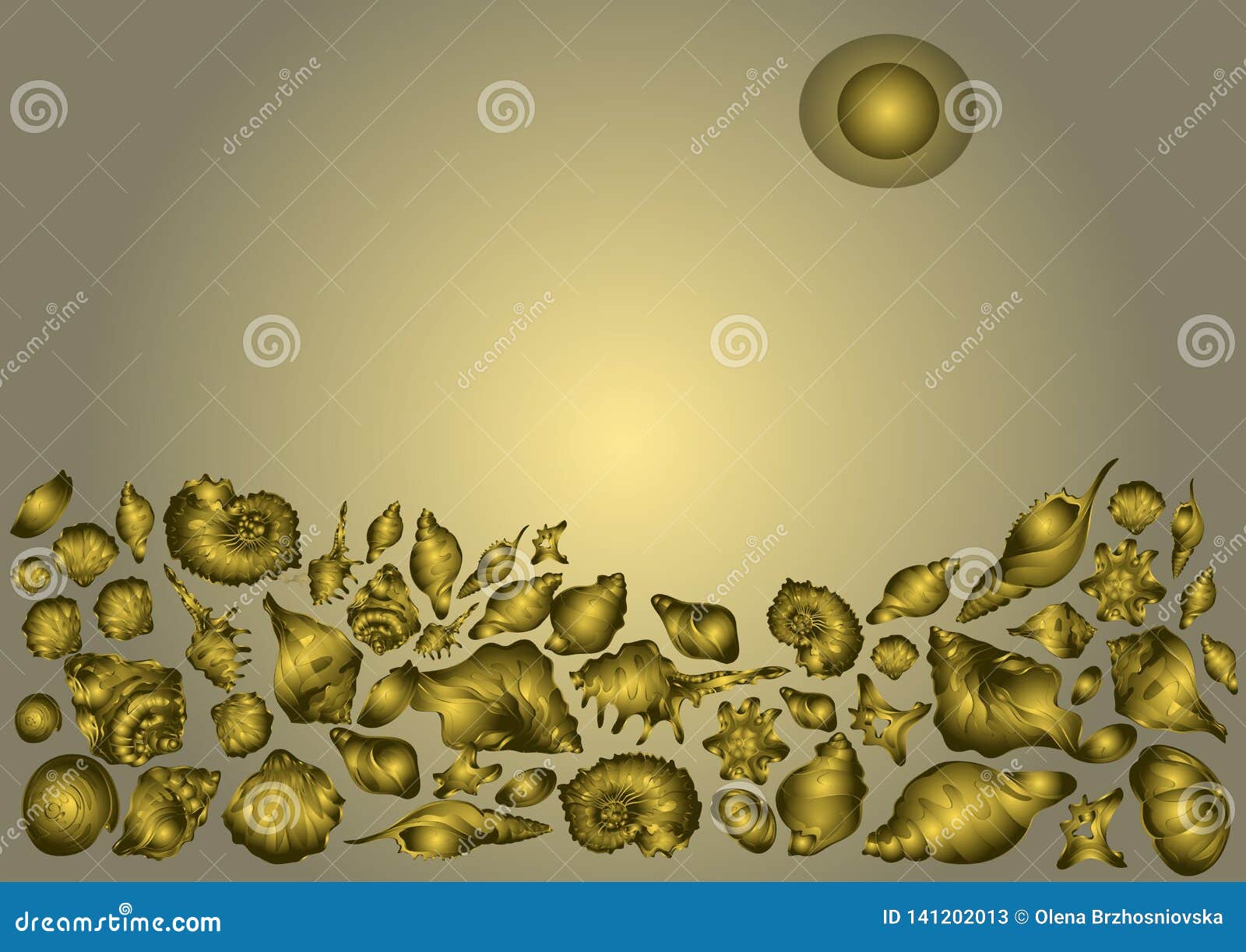 Sea Shells Vector, Invitation Background Gold Stock Vector ...