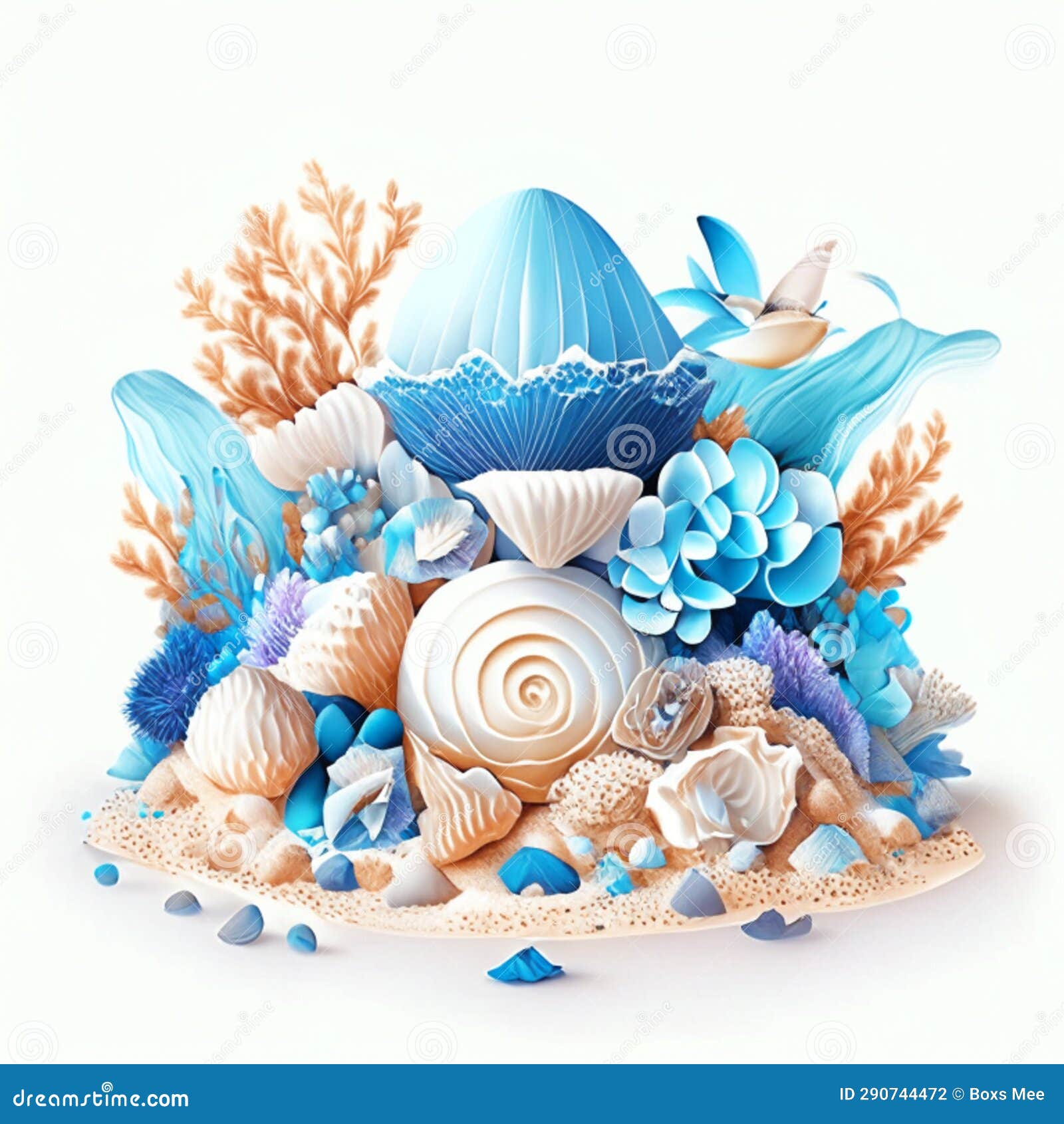 Sea Shells on the White Background. 3d Rendering and Illustration Stock ...